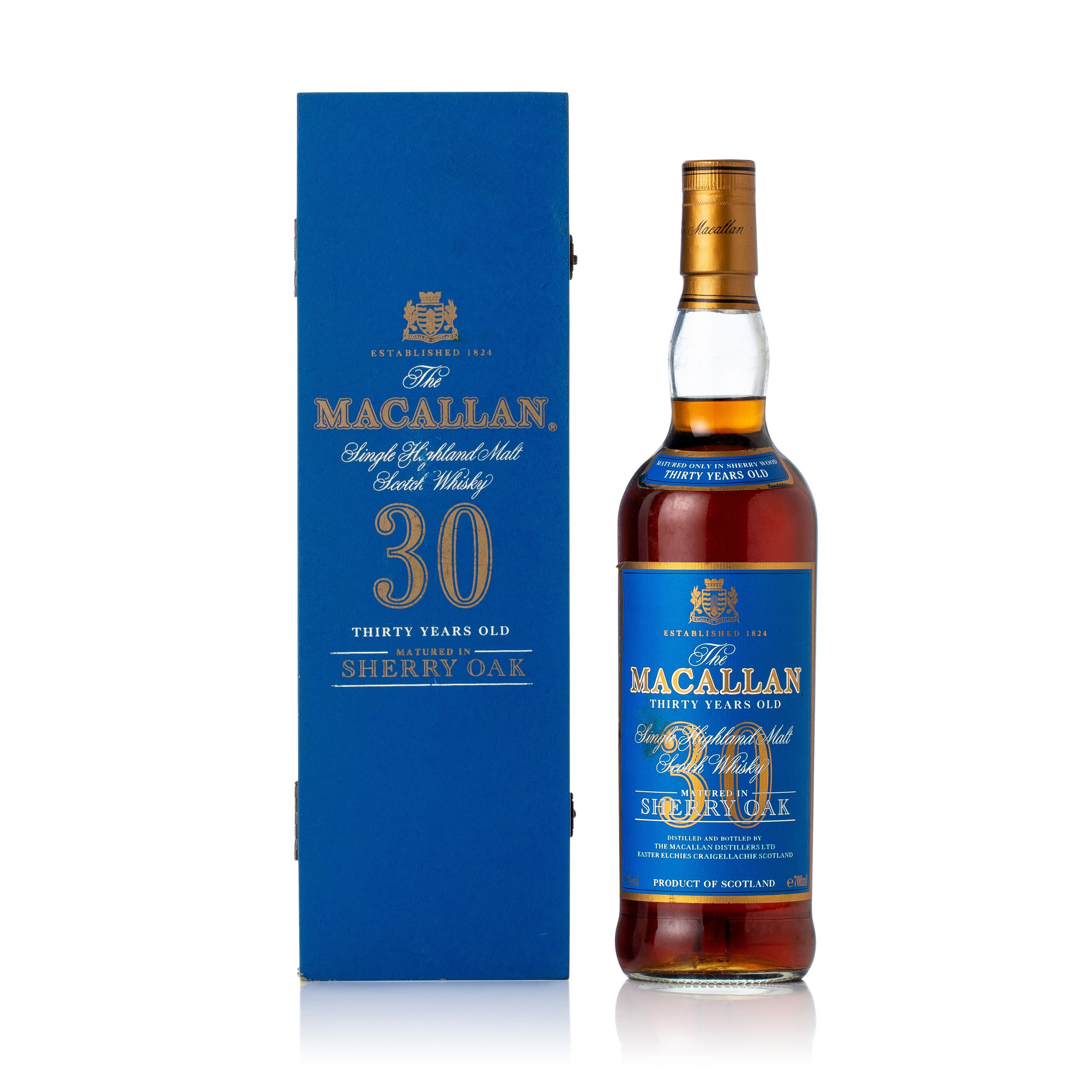 The Macallan 30 Year Old Sherry Oak Blue Box 43.0 abv NV (1 BT70 ...