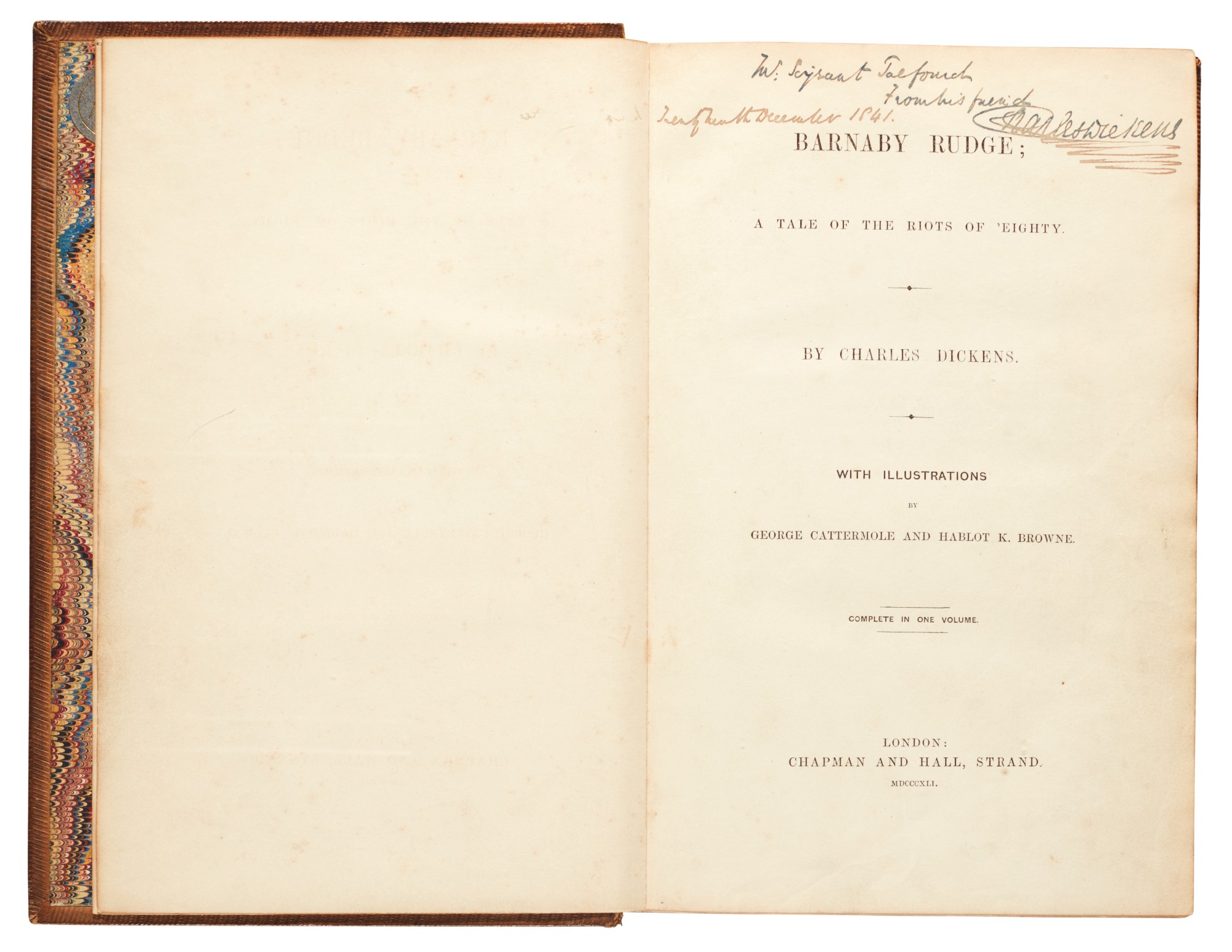 Dickens, Barnaby Rudge, 1841, first separate edition, presentation copy ...