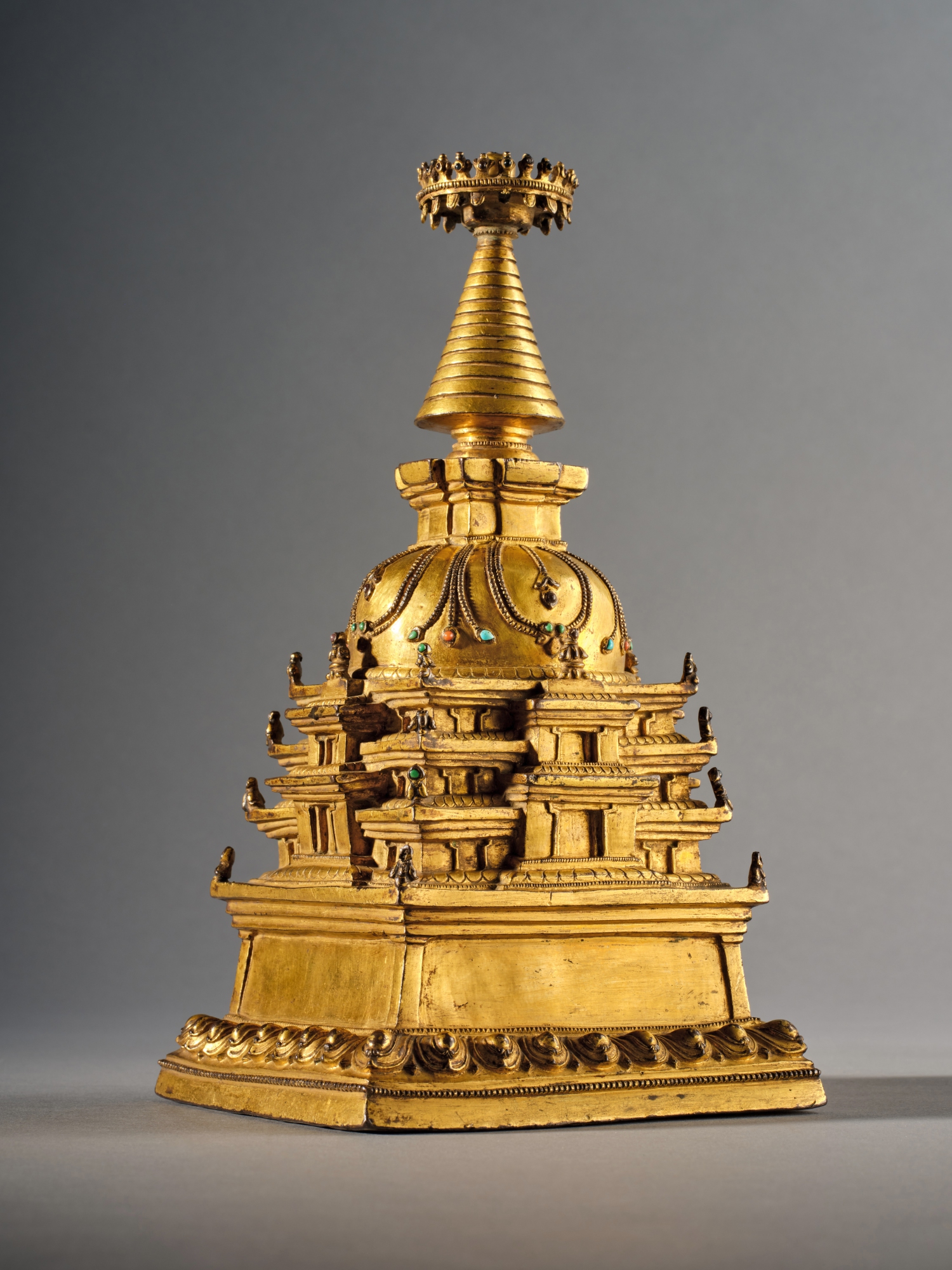 A large gilt-copper alloy stupa, Tibet, 15th century | Indian and ...