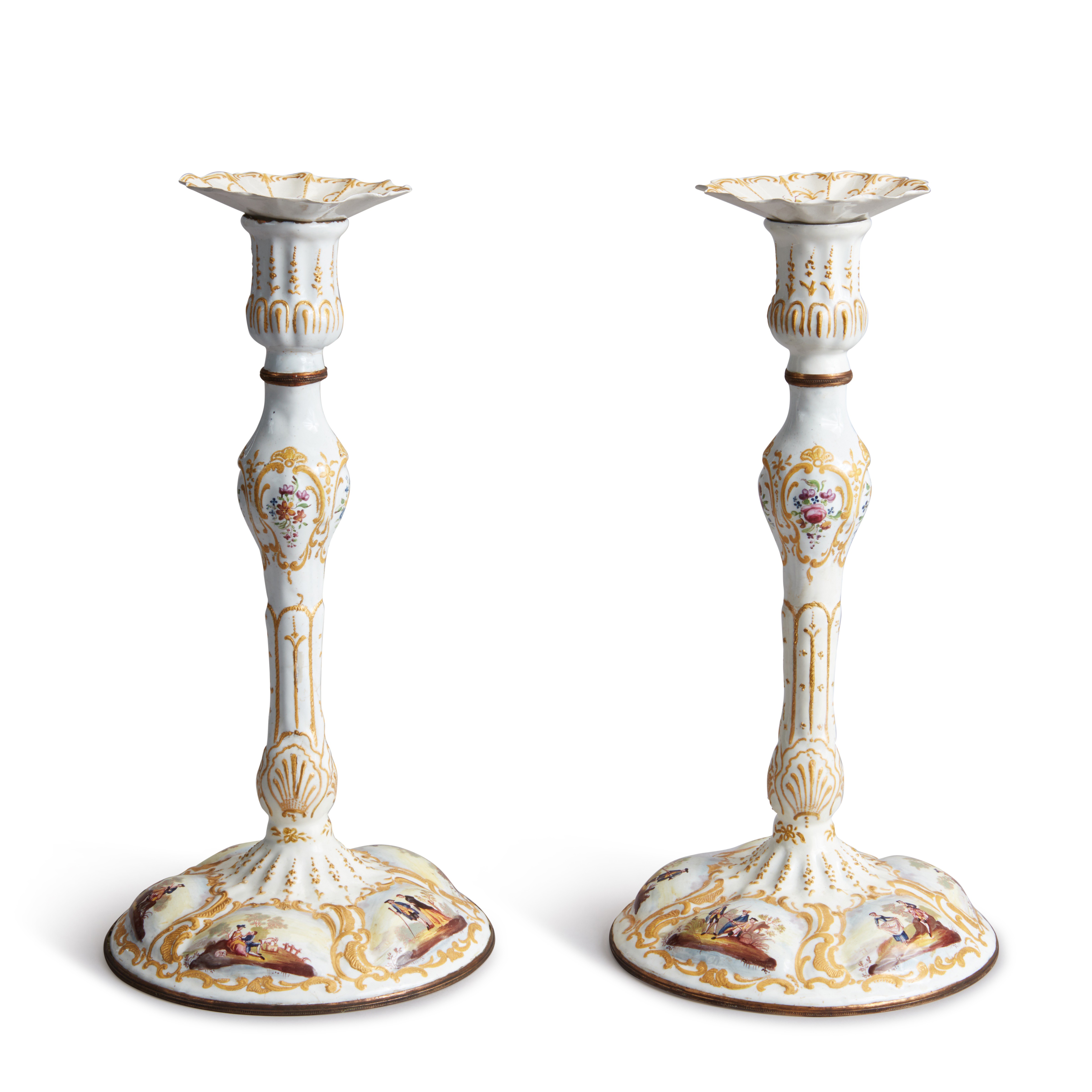 Pair of English Enamel Tall Candlesticks, Circa 1770 | The Collection ...
