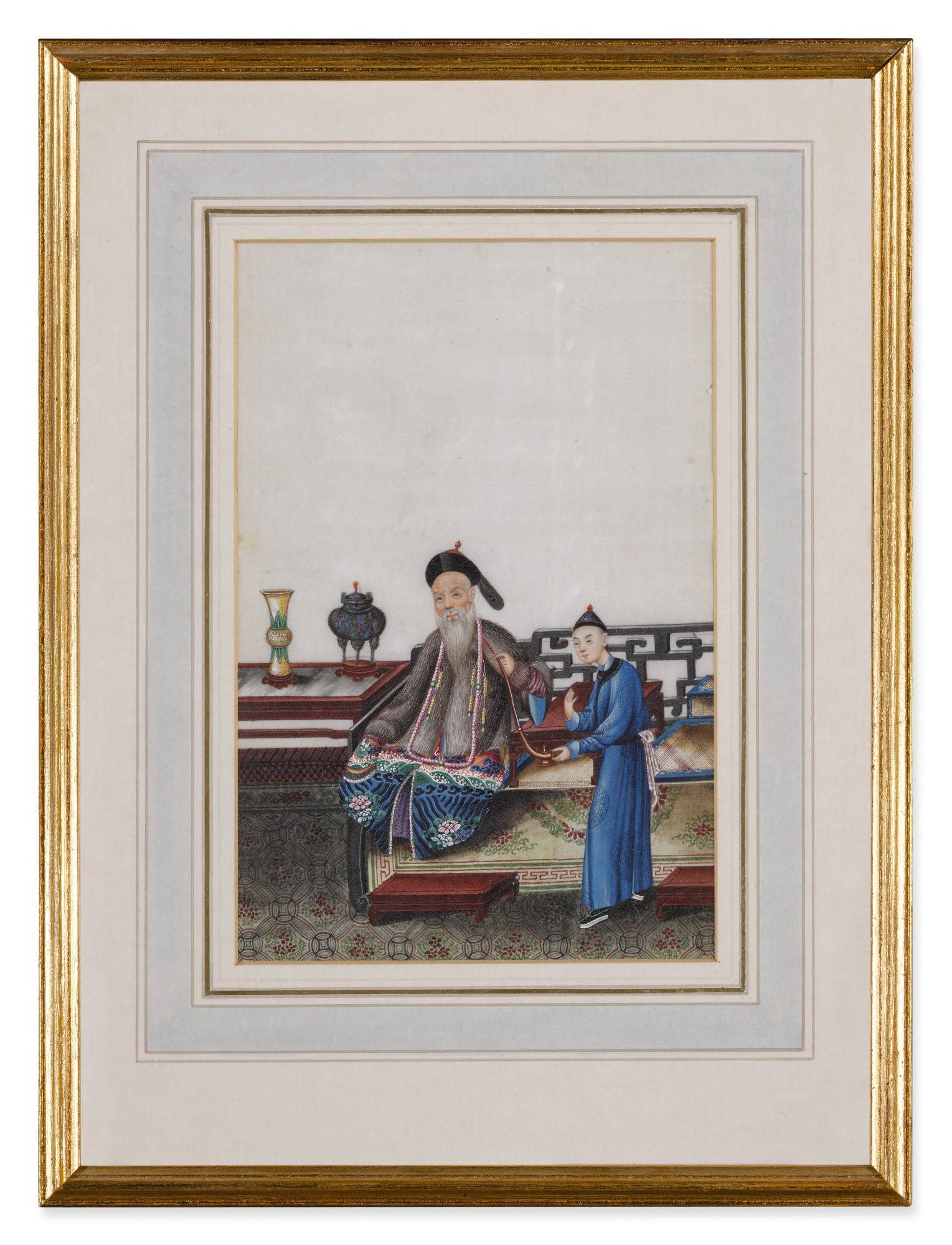 A Group of Six Chinese Export Paintings, Qing Dynasty, 19th Century ...