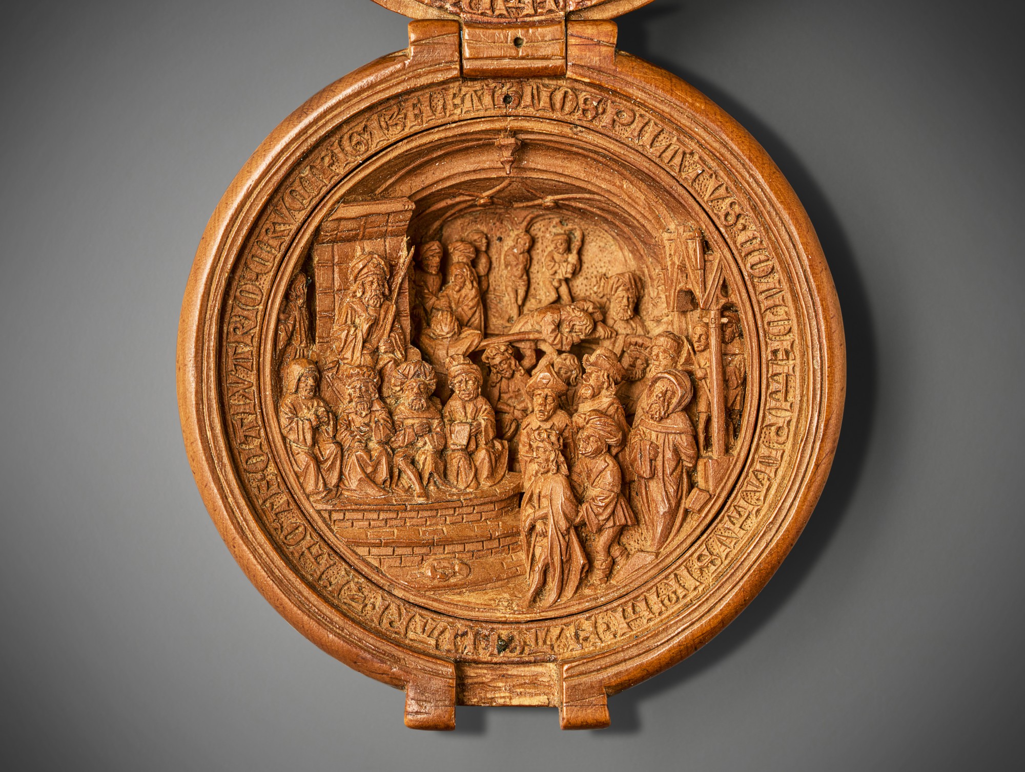 Polyptych Prayer Nut with the Crucifixion and Christ before Pilate ...