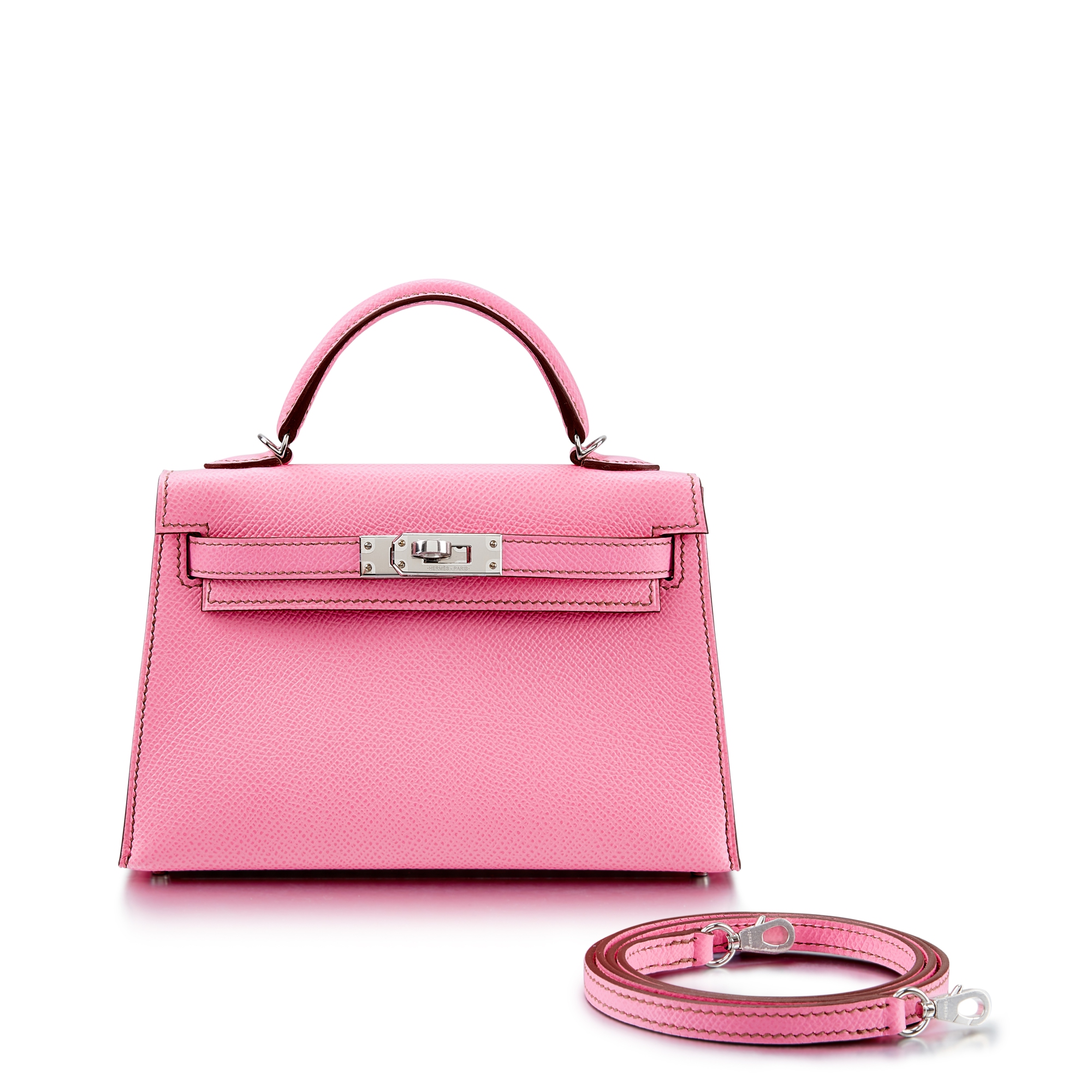 5P Bubblegum Pink Epsom Mini Kelly II 20 Sellier Palladium Hardware ...