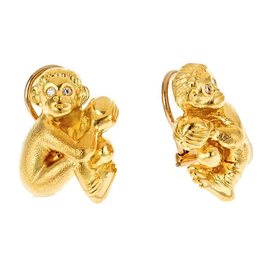 Gold And Diamond Monkey Earclips Available For Immediate Sale At Sotheby’s