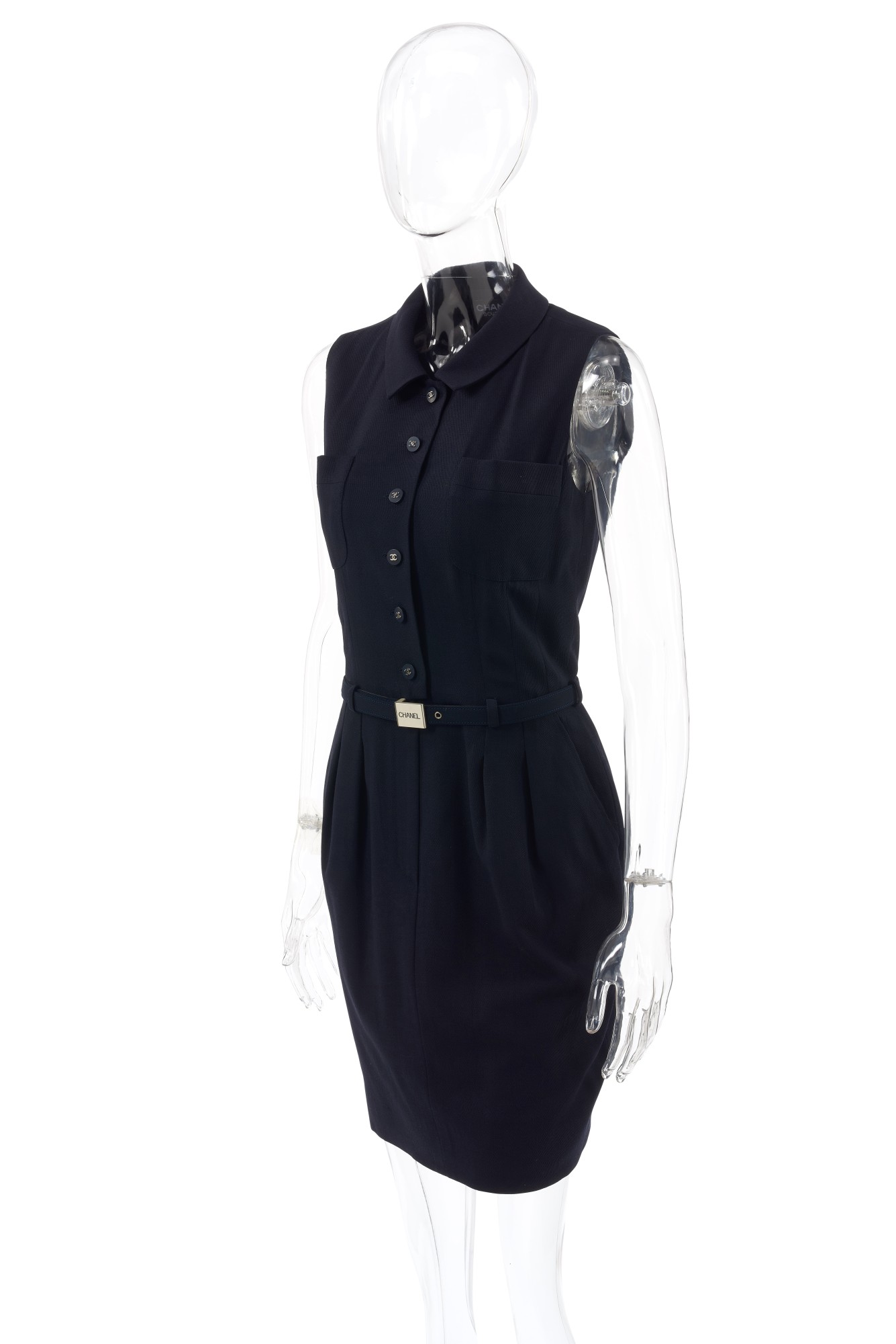 CHANEL | MIDNIGHT BLU WOOL BELTED SHIRT-DRESS | Chanel: Handbags and ...