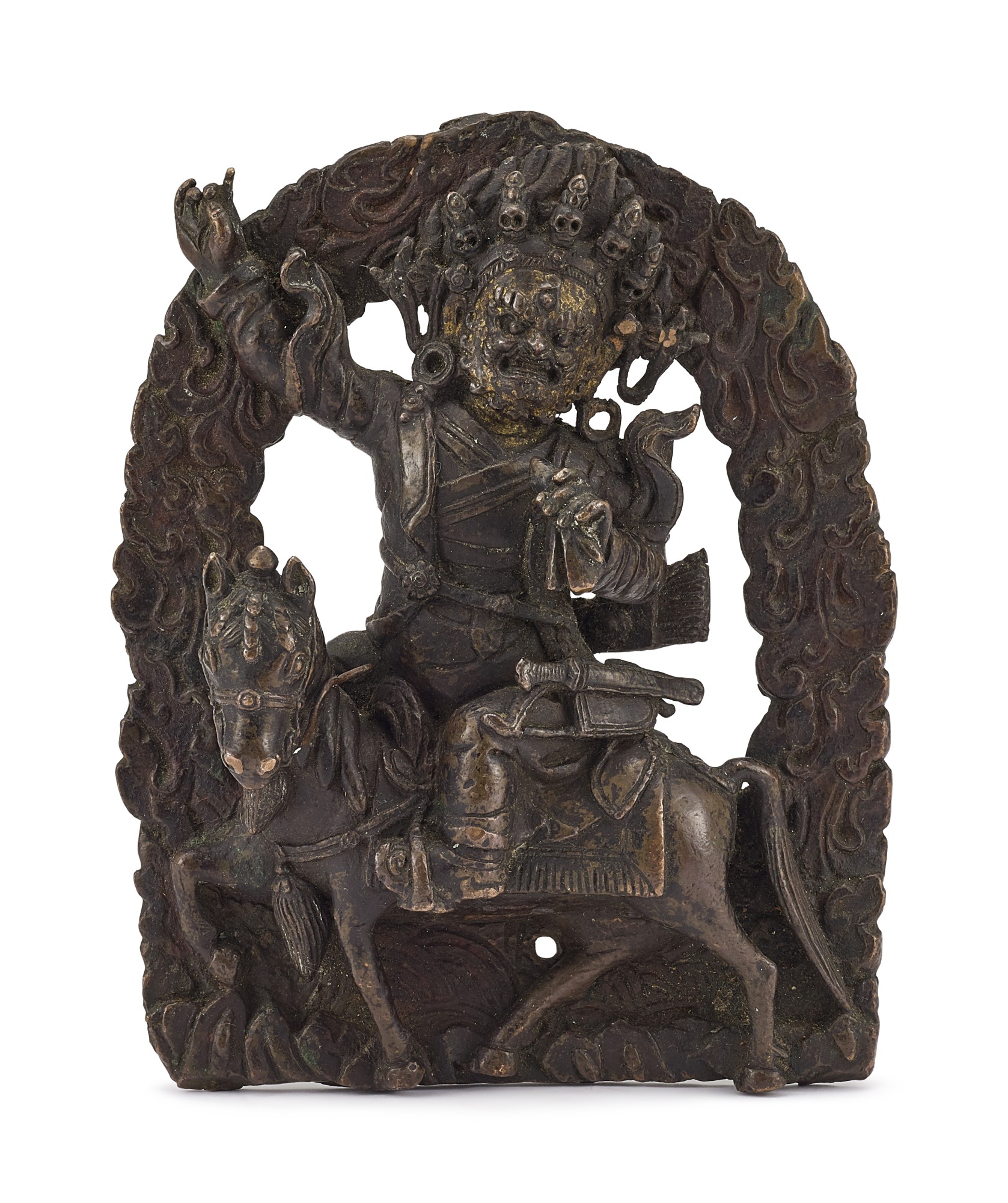 A BRONZE RELIEF PLAQUE OF PALDEN LHAMO, TIBET, 16TH – 17TH CENTURY ...