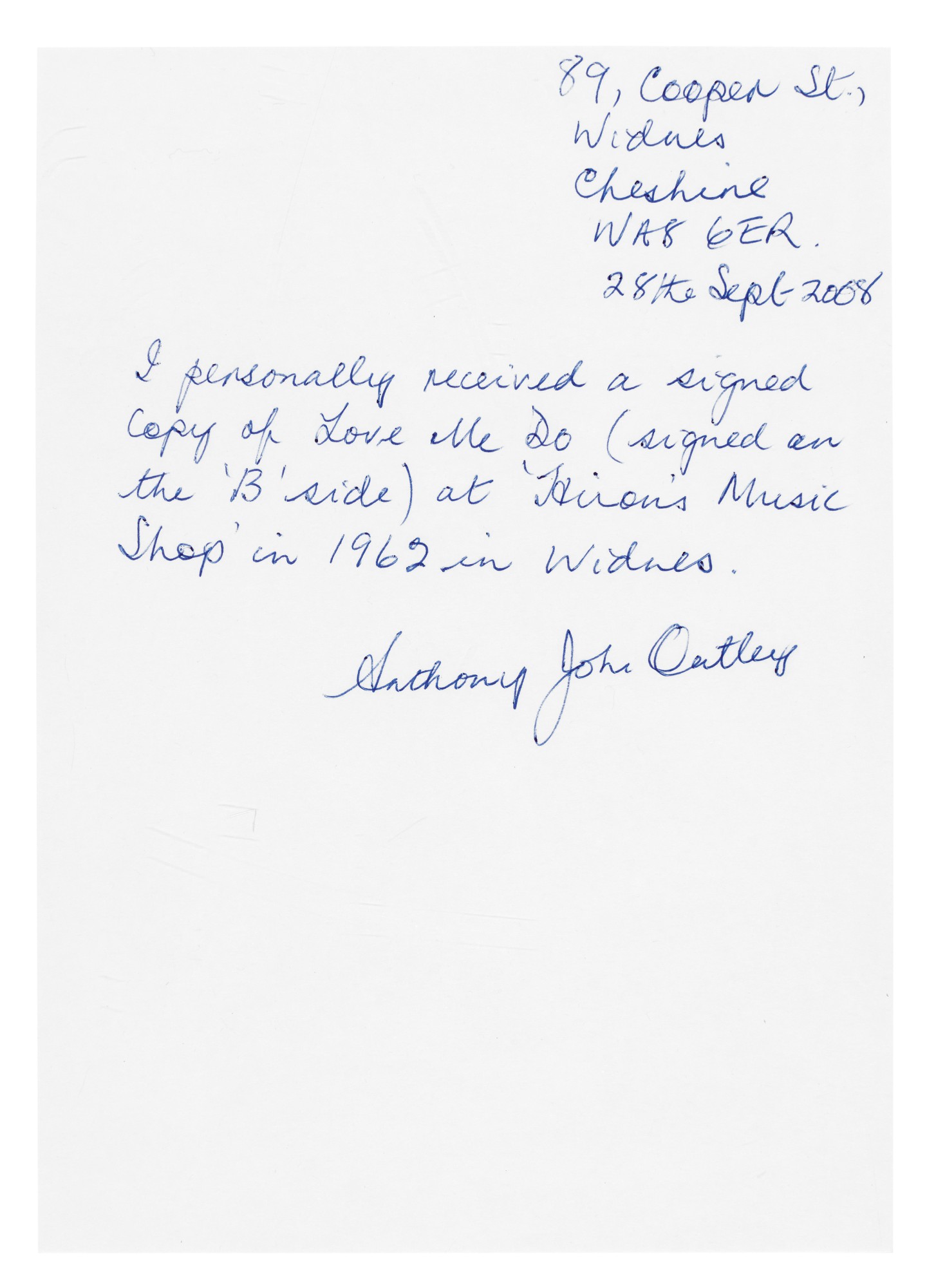 THE BEATLES | Love Me Do, 1962, first pressing, signed by all four ...