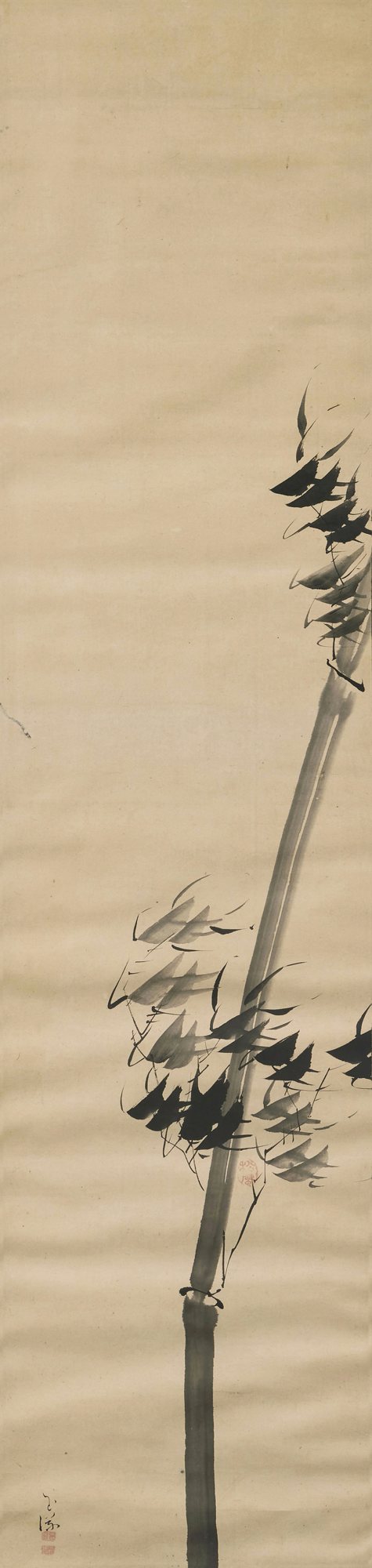Ike no Taiga (1723-1776) and Ike Gyokuran (1727-1784), A pair of bamboo ...