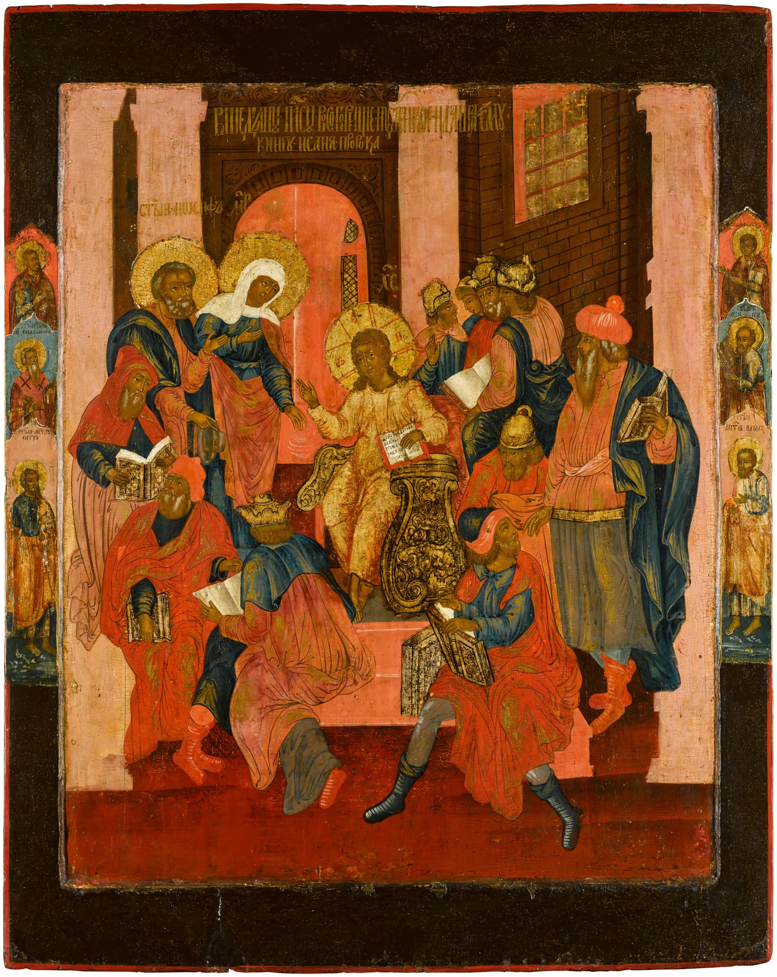A large baroque icon depicting Christ among the doctors, Russia, 18th ...