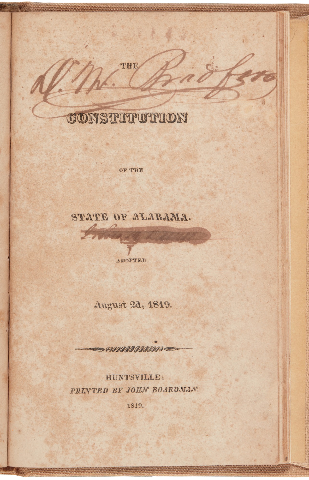 Alabama | The scarce first printing of the Alabama Constitution ...