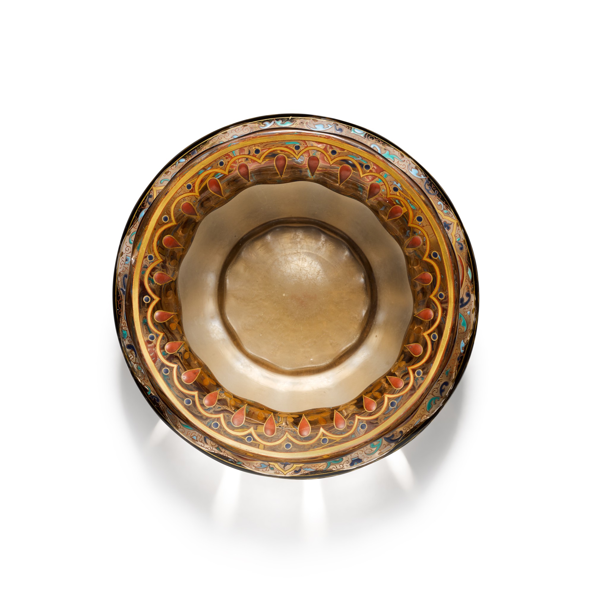 A gilded and enamelled glass bowl in the Ayyubid-Mamluk style, signed E ...