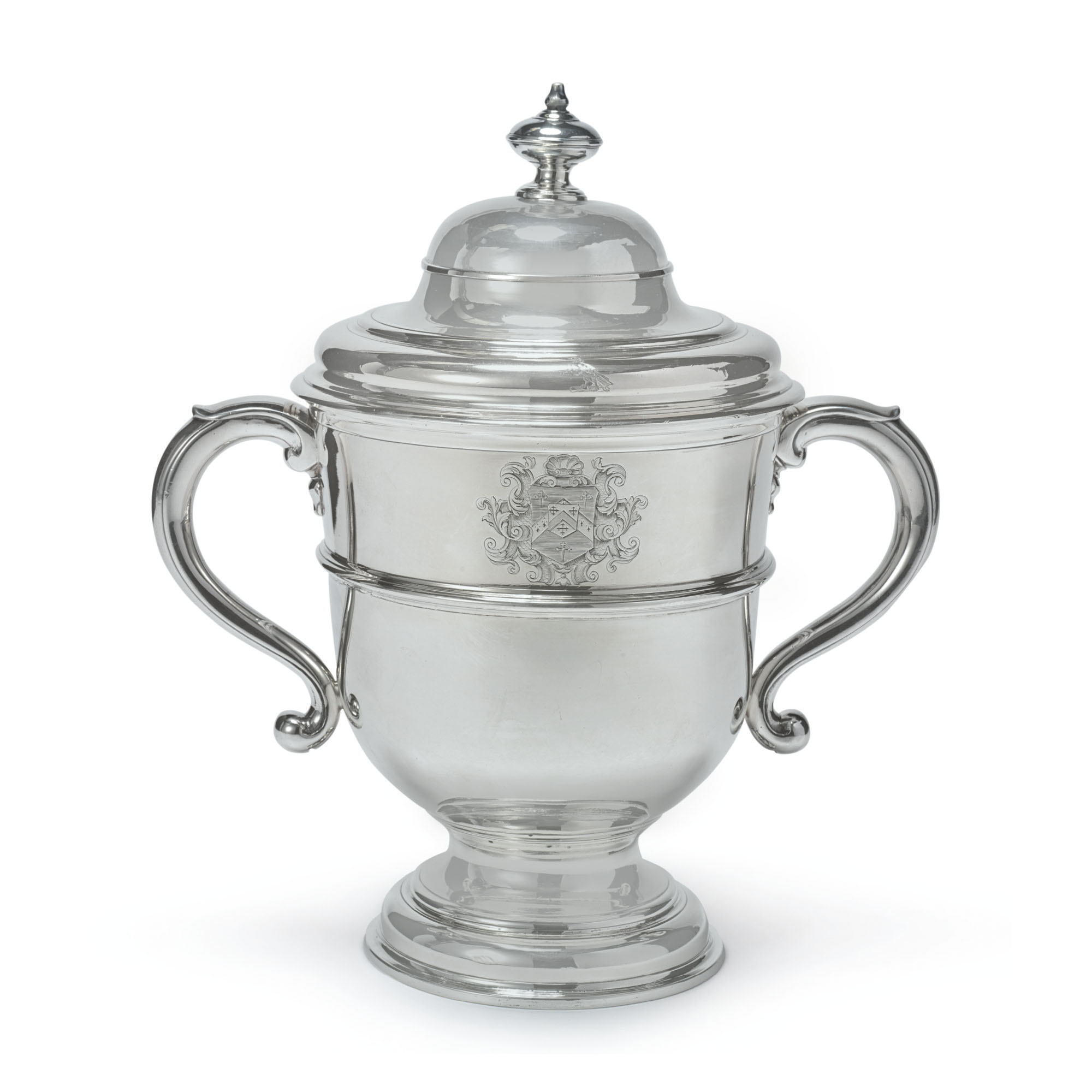 A QUEEN ANNE SILVER TWO-HANDLED CUP AND COVER, ANTHONY NELME, LONDON ...