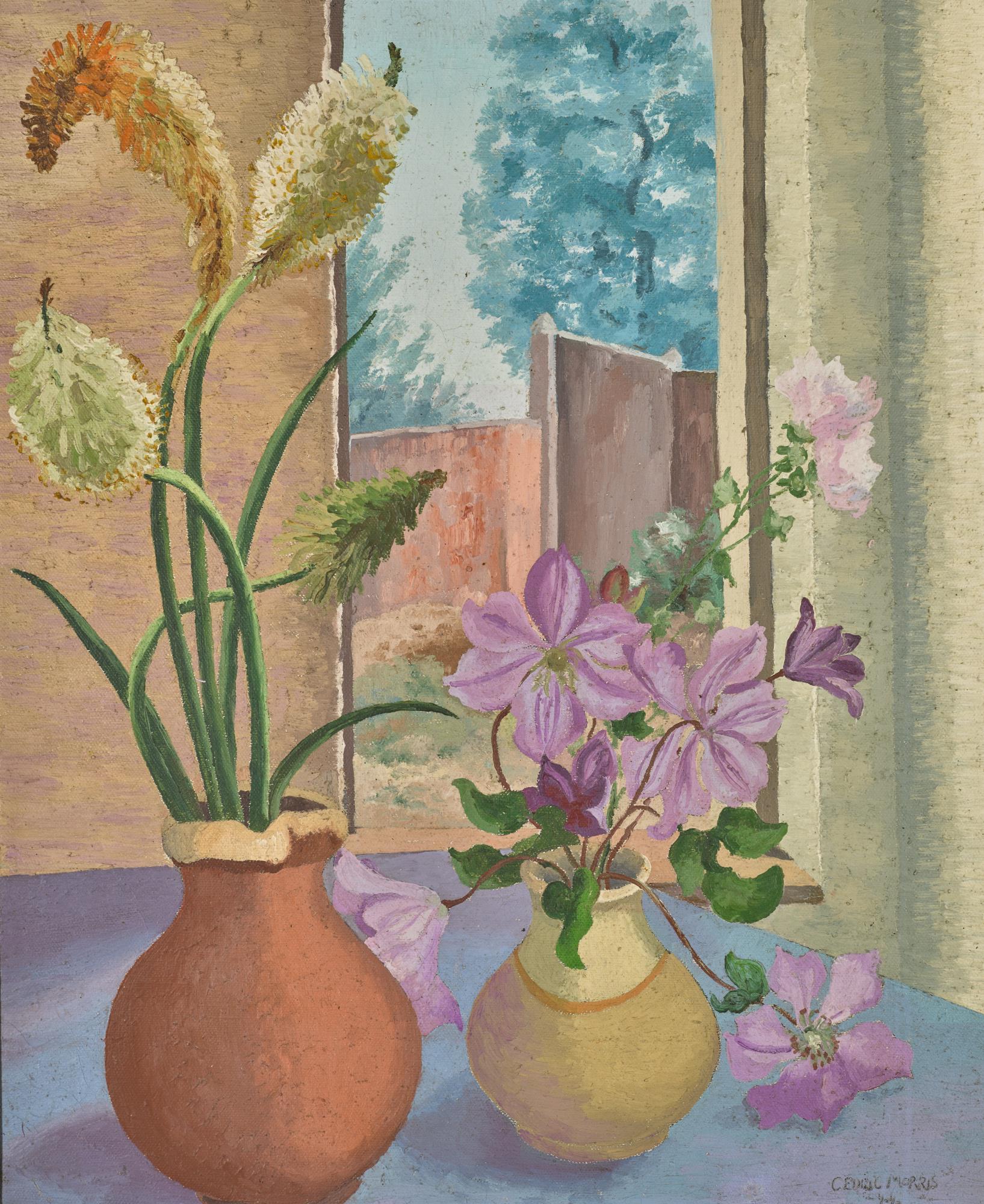 SIR CEDRIC MORRIS | STILL LIFE (CLEMATIS, KNIPHOFIA AND HOLLYHOCK ...