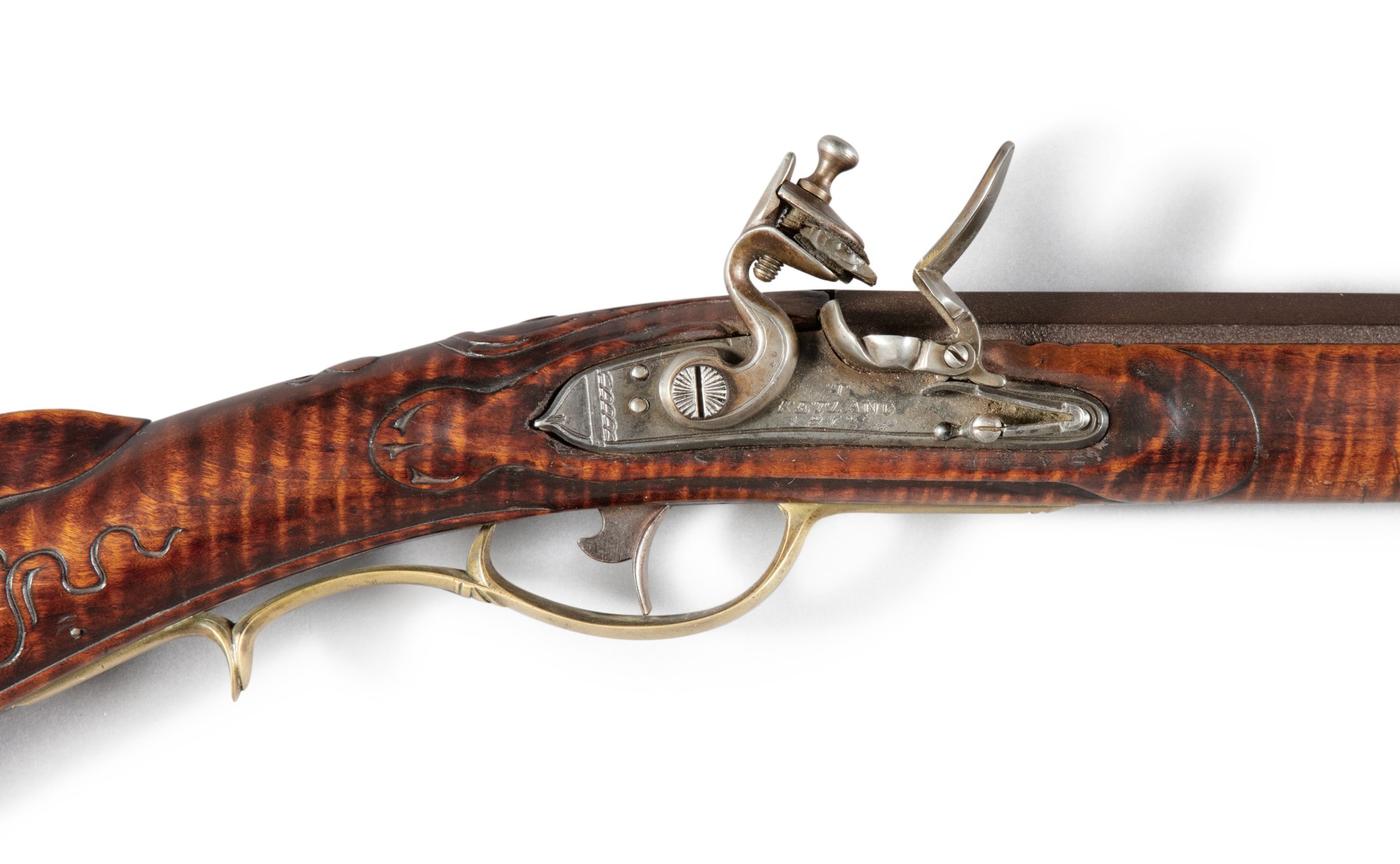 Fine Carved and Figured Maple Engraved Brass and Steel Flintlock ...