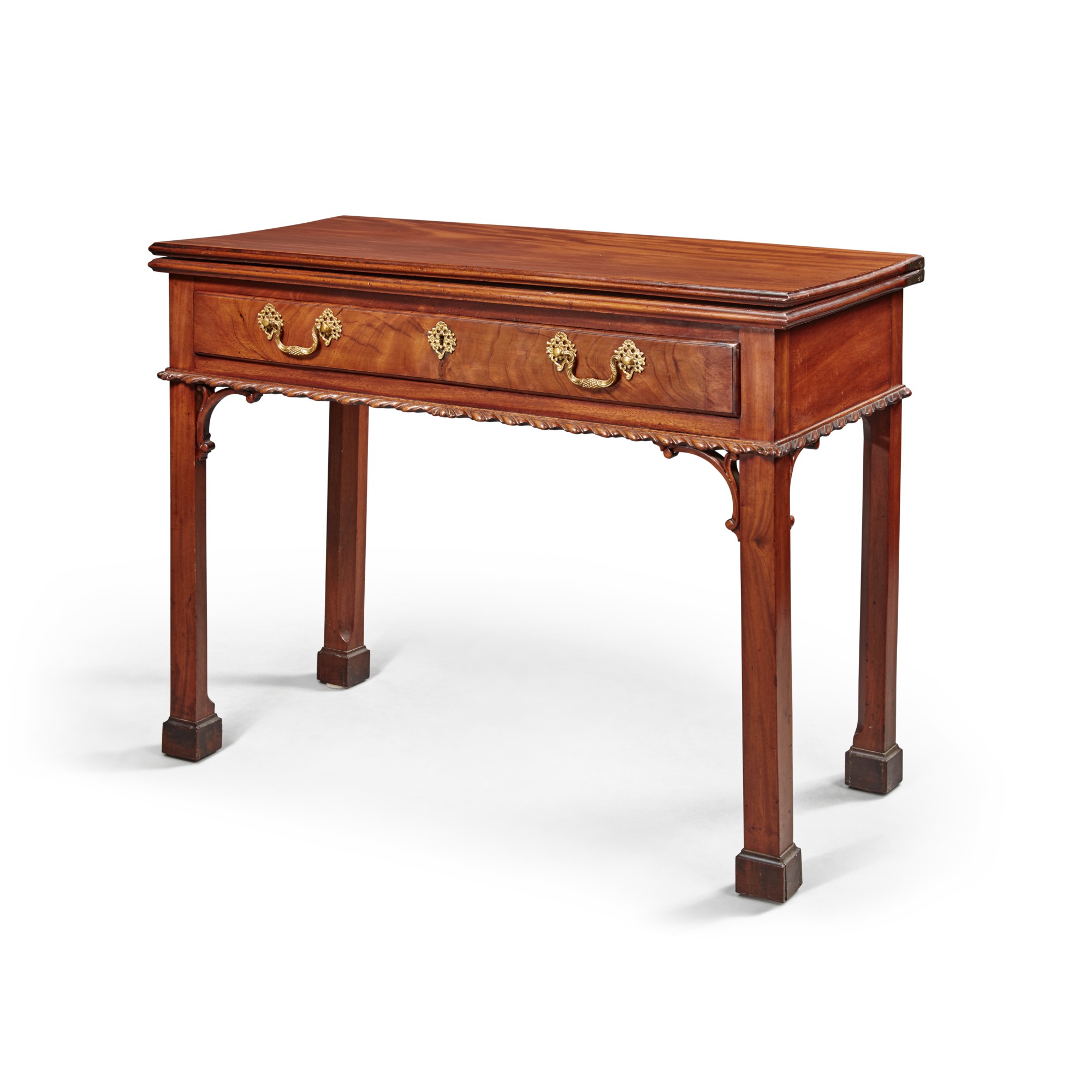 Very Fine and Rare Chippendale Carved and Figured Mahogany Games Table ...