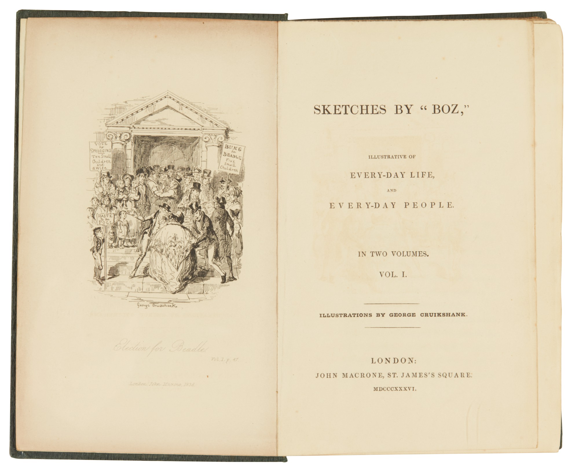 Dickens, Sketches by Boz, First and Second Series, 1836-1837, first edition | Charles Dickens ...