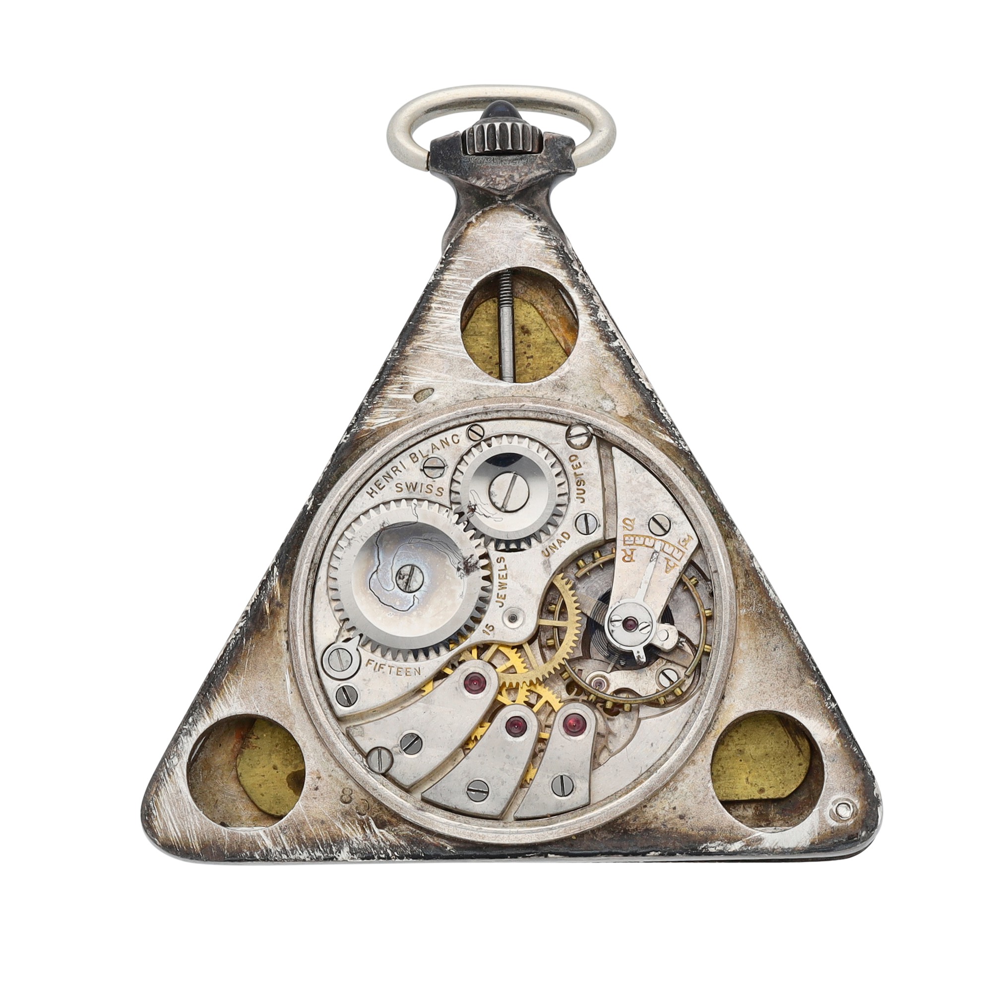 Henri Blanc, Genève No. 79806 A silver triangular Masonic watch Circa ...