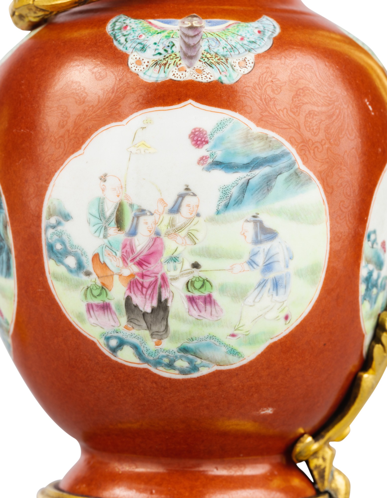 A pair of Louis XVI gilt-bronze mounted Chinese porcelaine ewers, 18th ...