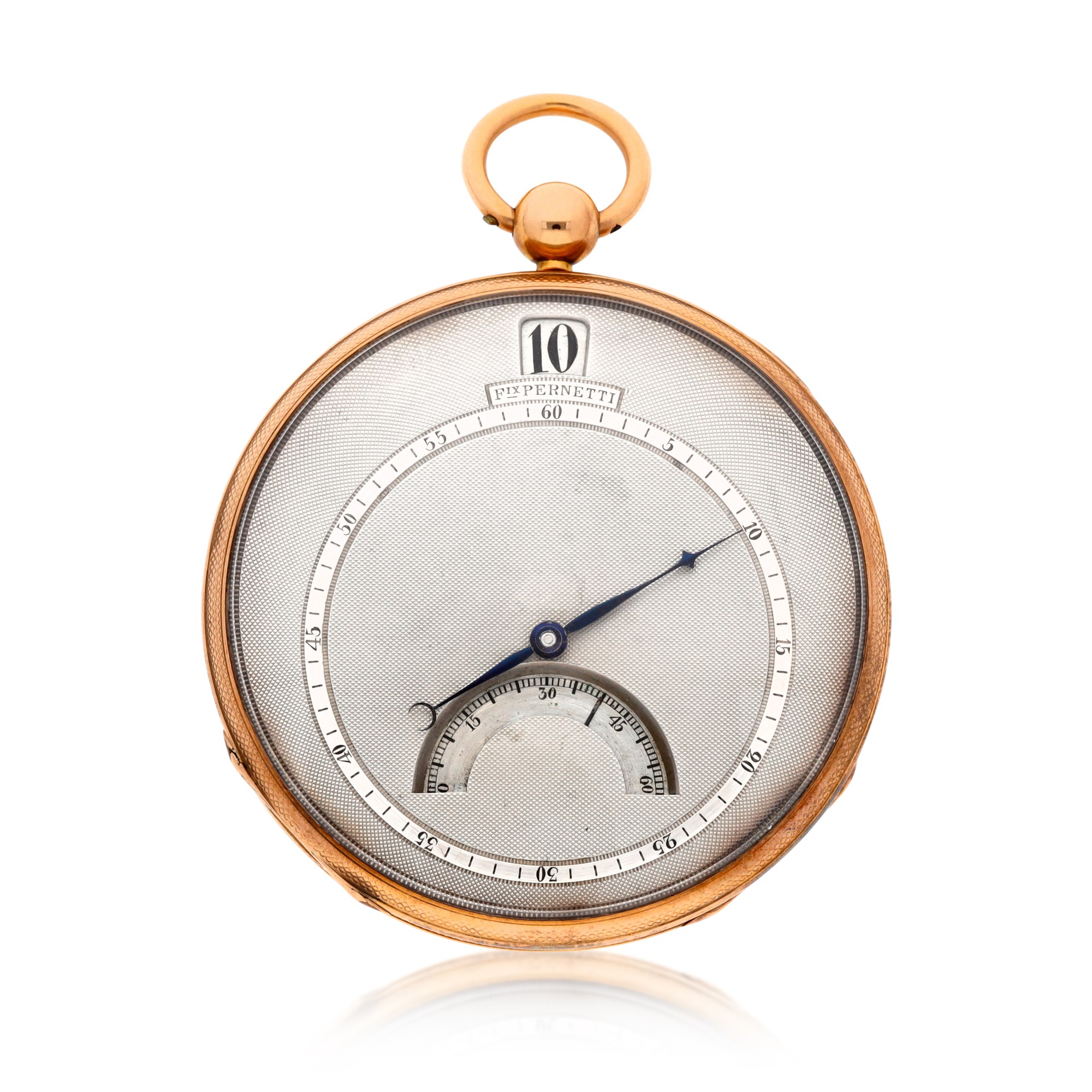 A gold jump hour cylinder watch with sector for seconds Circa 1830, no ...