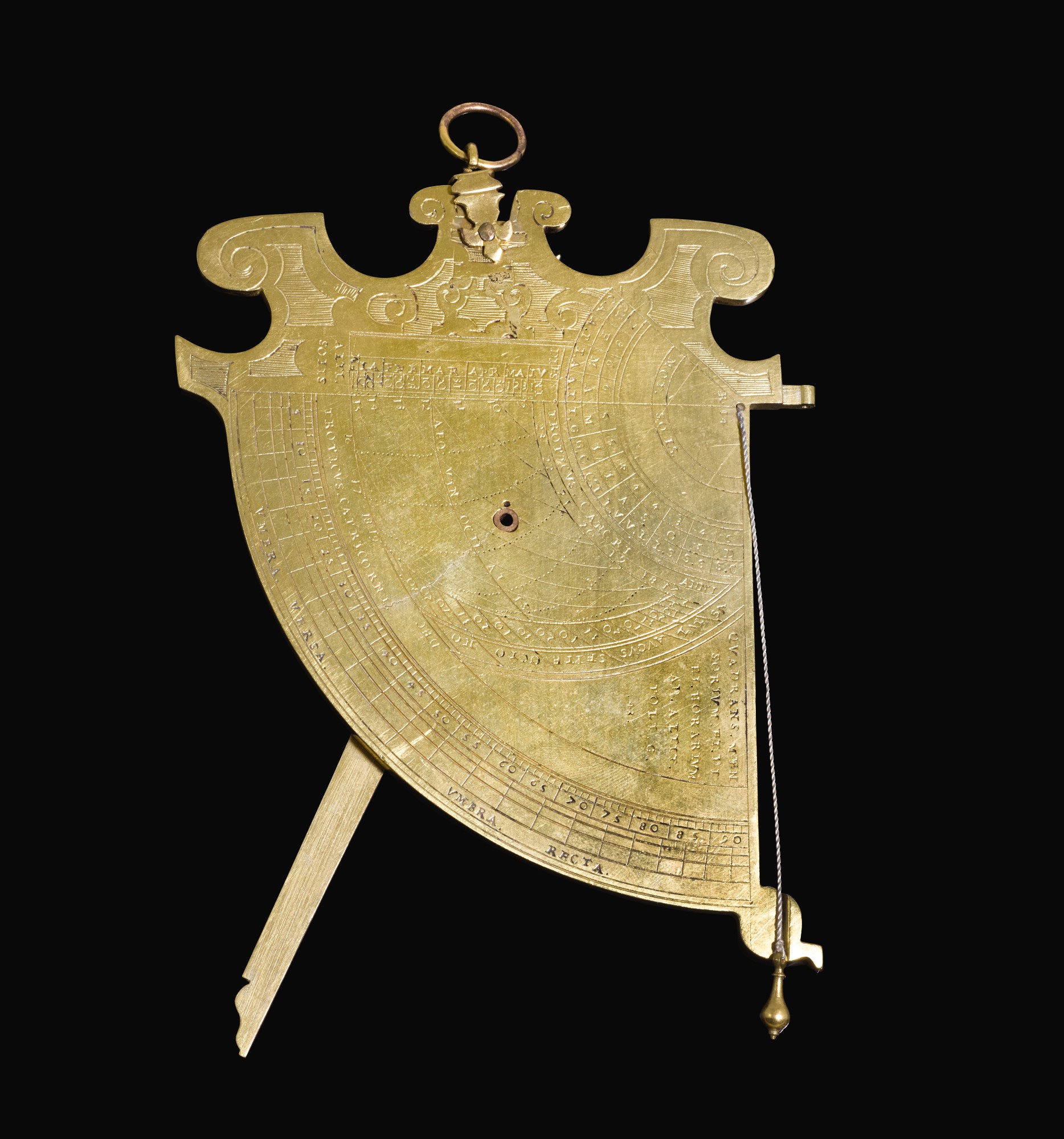 A GILT-BRASS COMBINED NOCTURNAL AND HORARY QUADRANT, UNSIGNED ...