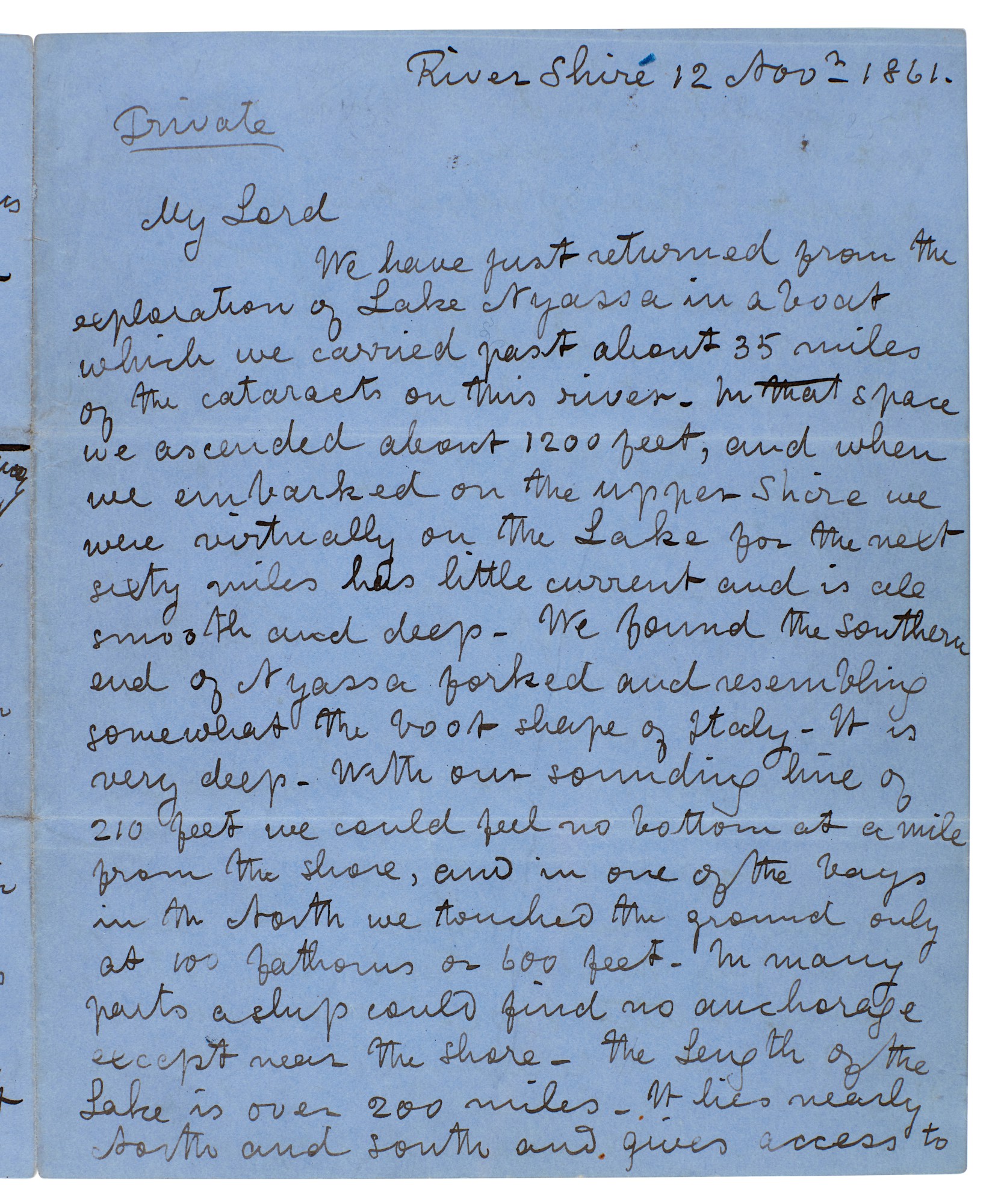 David Livingstone | Autograph letter signed, to Lord Palmerston ...