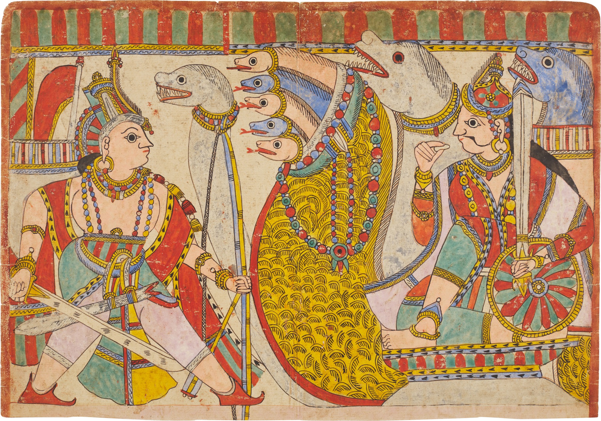 Five illustrations to Hindu epics, Western India, Maharashtra, Paithan ...