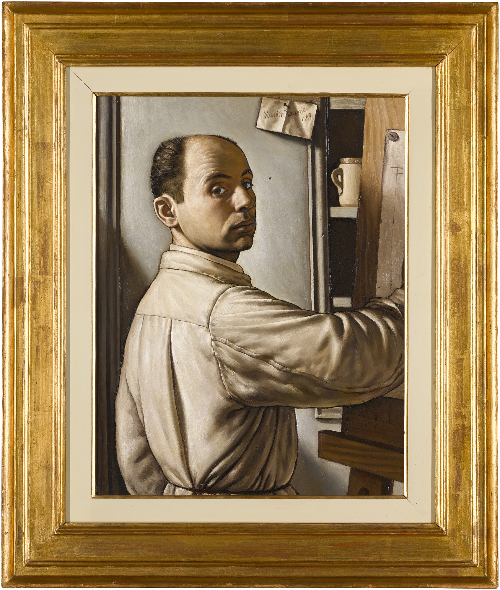 XAVIER BUENO | SELF-PORTRAIT OF THE ARTIST AT HIS EASEL, HALF-LENGTH ...