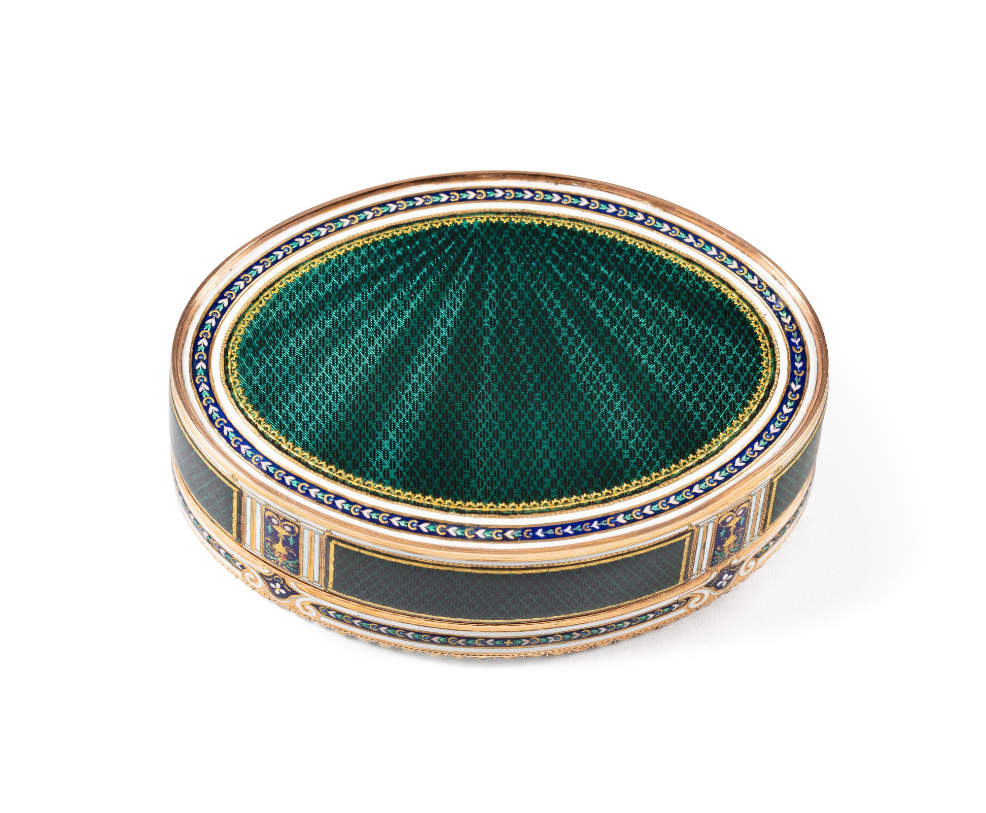 A Swiss gold, enamel and pearl box, Guidon, Remond, Gide & Co., Geneva ...
