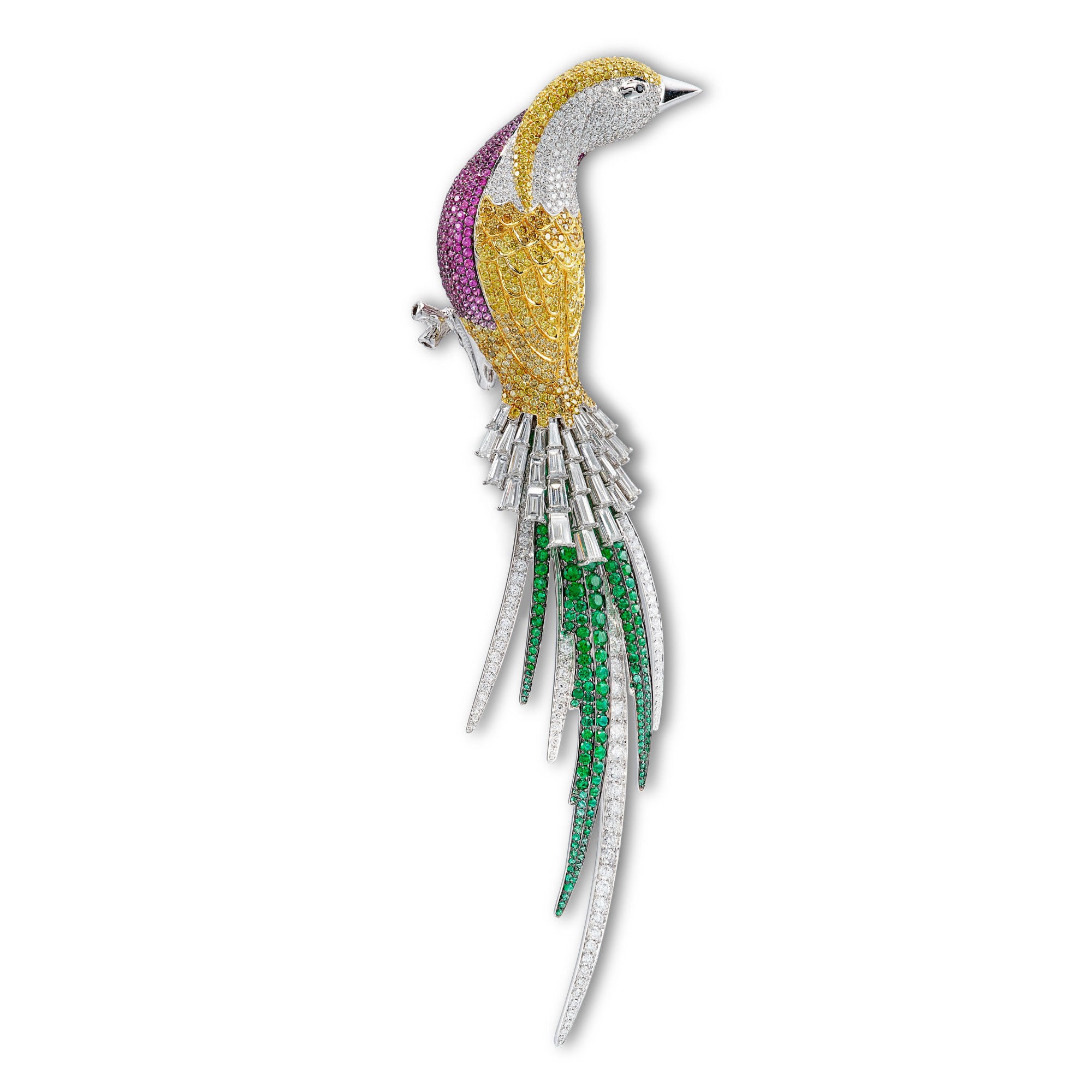 'Le Faisan doré’ Diamond and Gem Set Brooch | TTF | [錦雞] 鑽石 配 寶石 胸針 ...