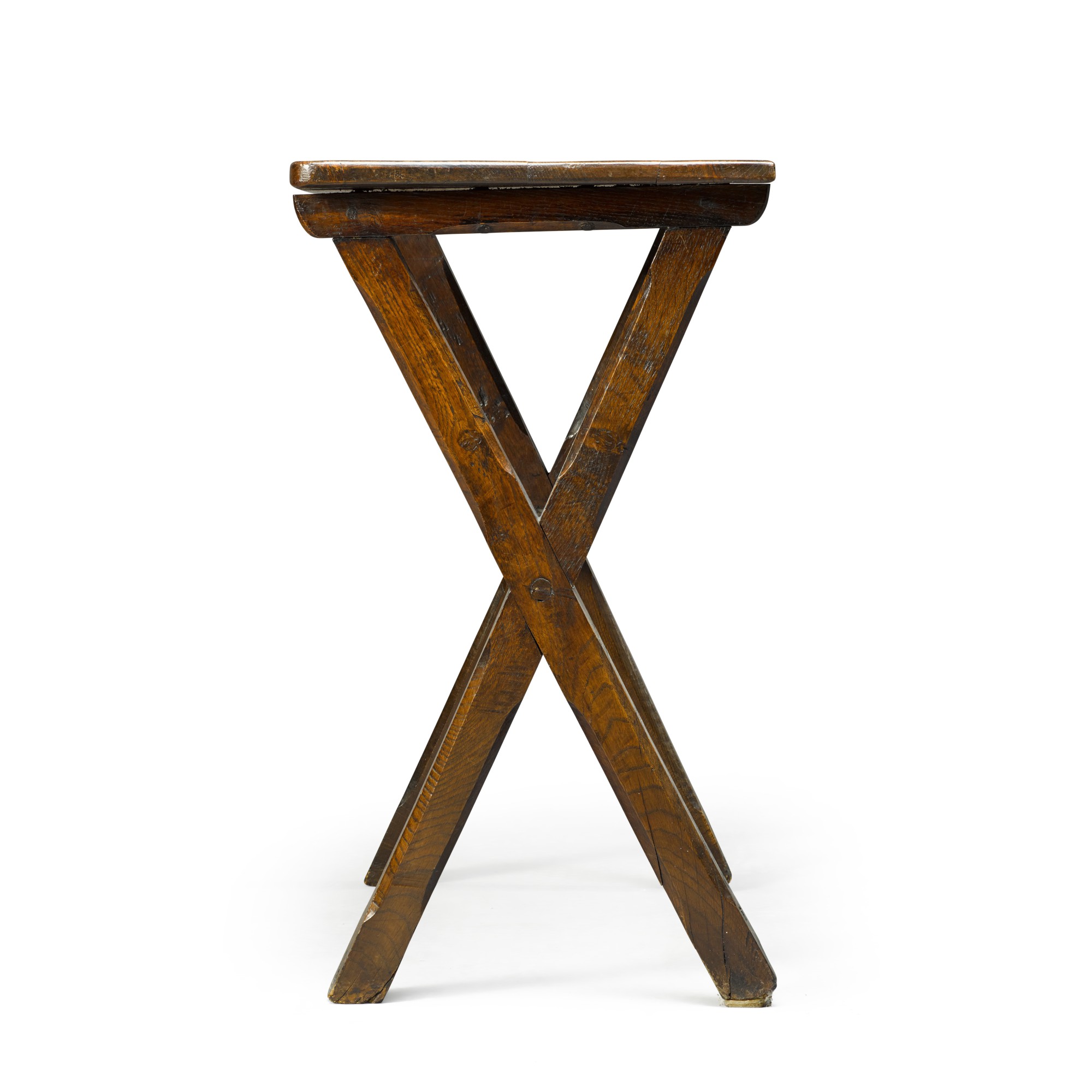 A Victorian oak X-frame trestle table, late 19th/early 20th century ...