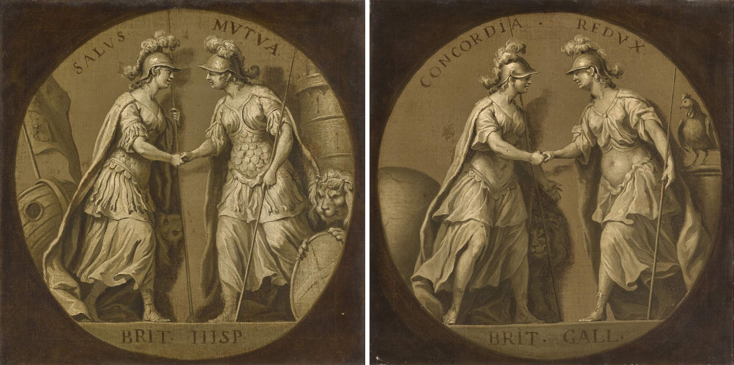 An allegory of Anglo-Hispanic friendship; an allegory of Anglo-French ...