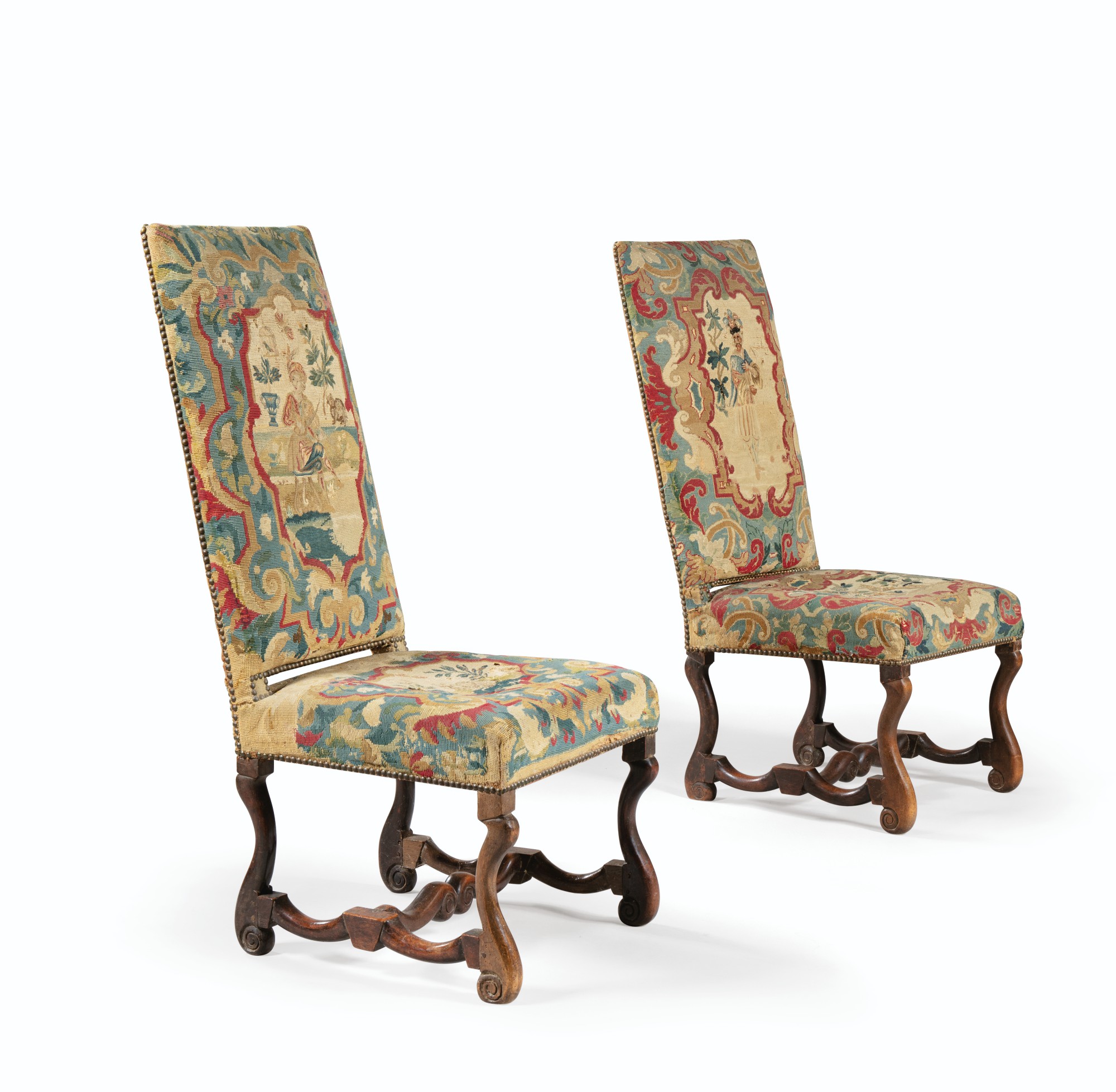 A PAIR OF LOUIS XIV WALNUT CHAIRS | PAIRE DE CHAISES À HAUT DOSSIER ...