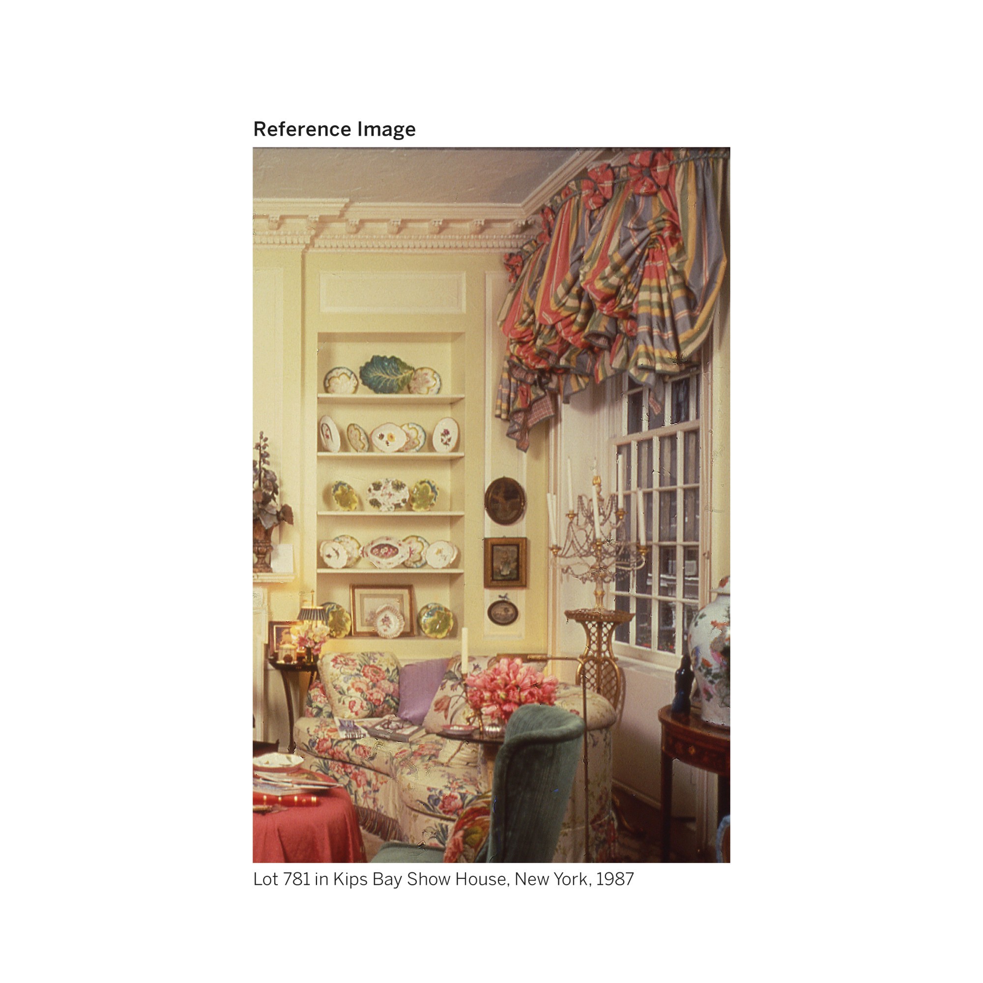 A SET OF THREE STRIPED FABRIC FESTOON SHADES | Mario Buatta: Prince of ...