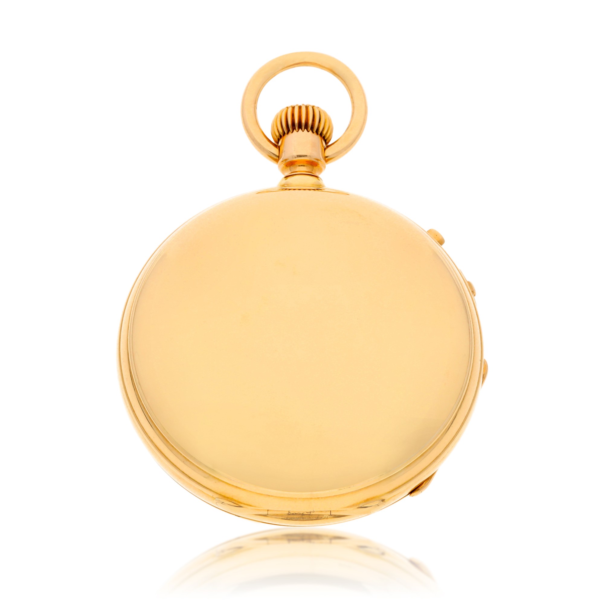 An extremely rare and fine gold hunting cased keyless lever chronograph ...