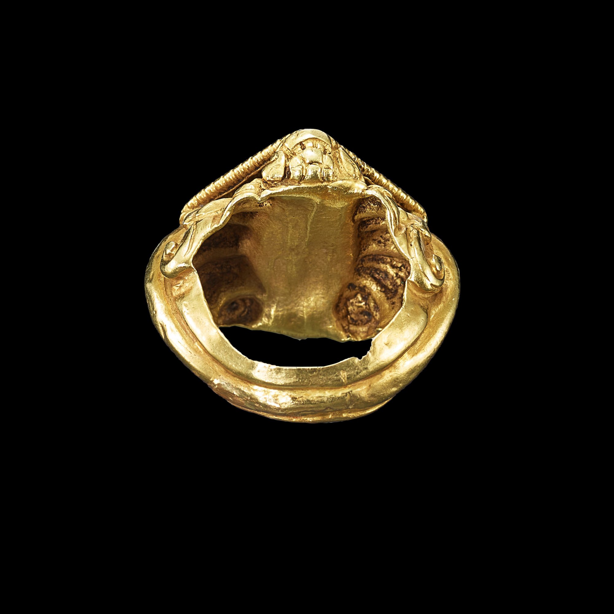 A gold ring with diamond bezel repoussé crowned with flowers Java ...