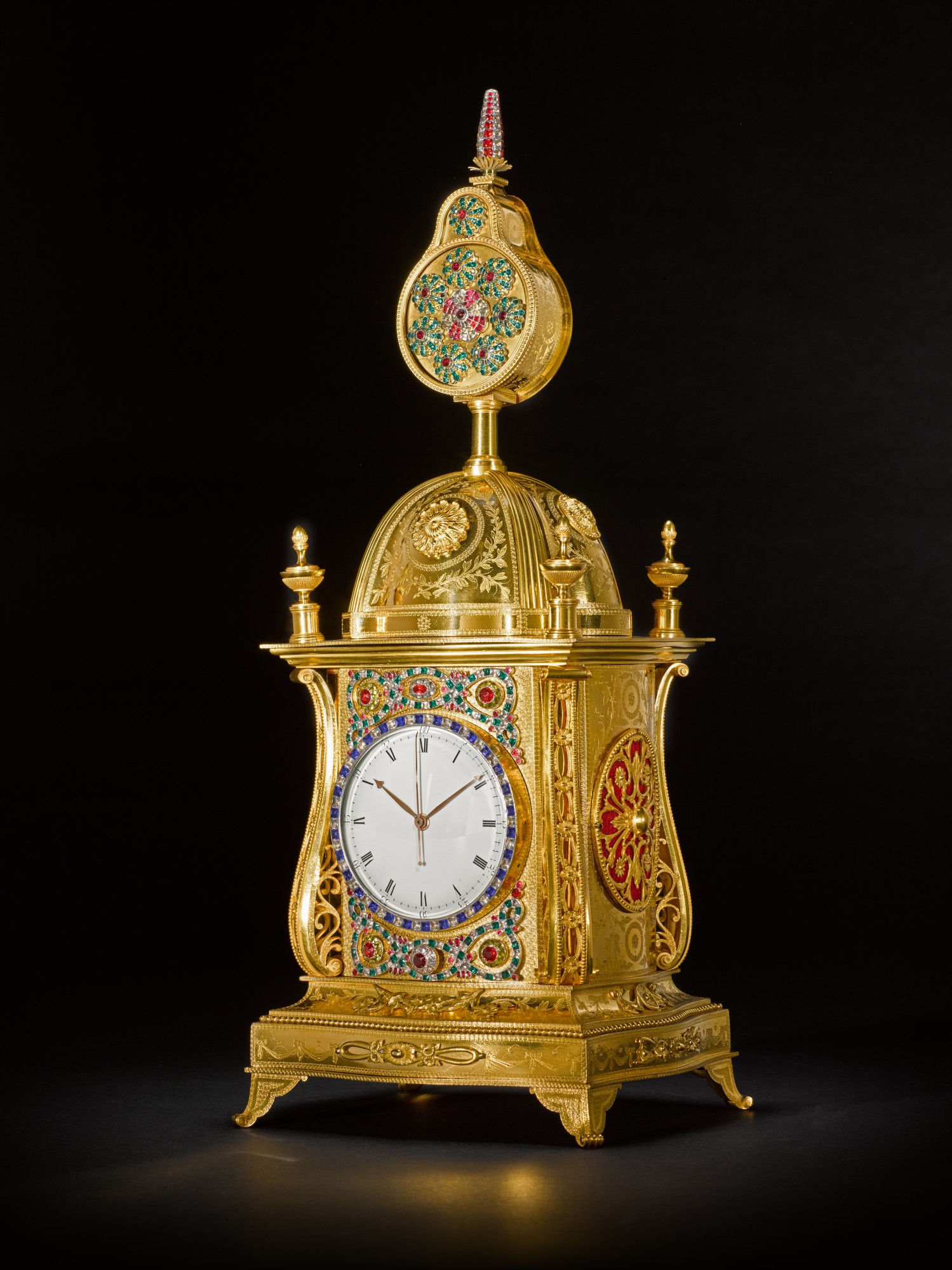 John Mottram: A George III gilt-brass paste-set musical automaton table ...