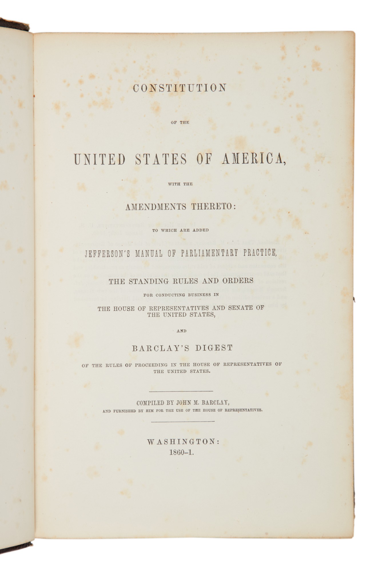 United States Constitution | Signed by Senator John F. Miller of ...