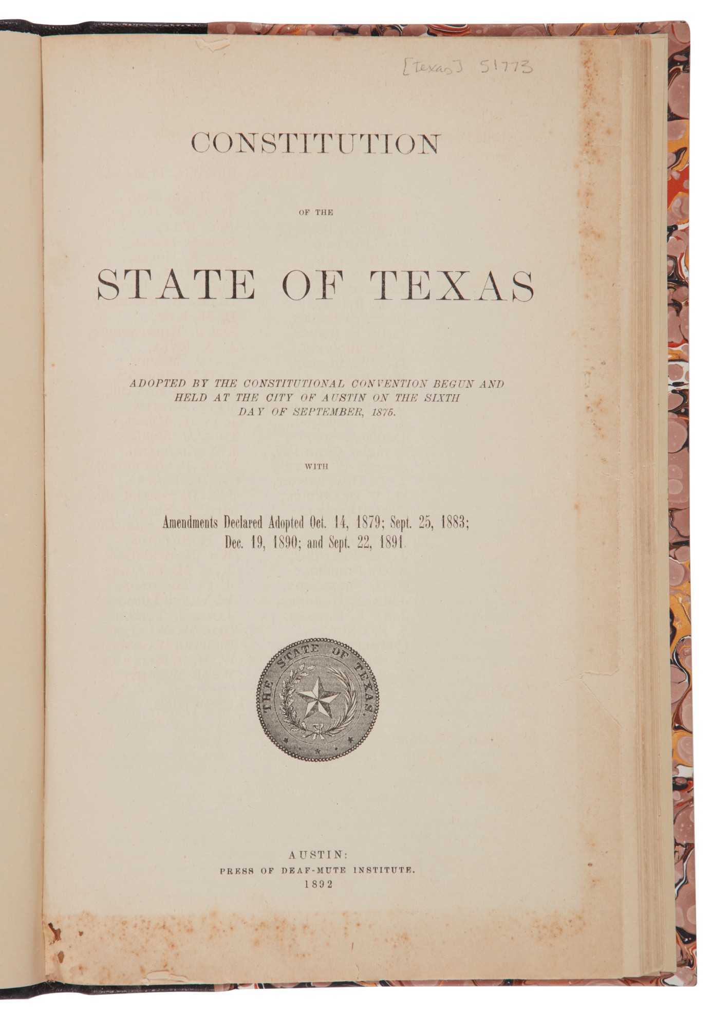 Texas | A handsome volume including the state constitution | Making Our ...