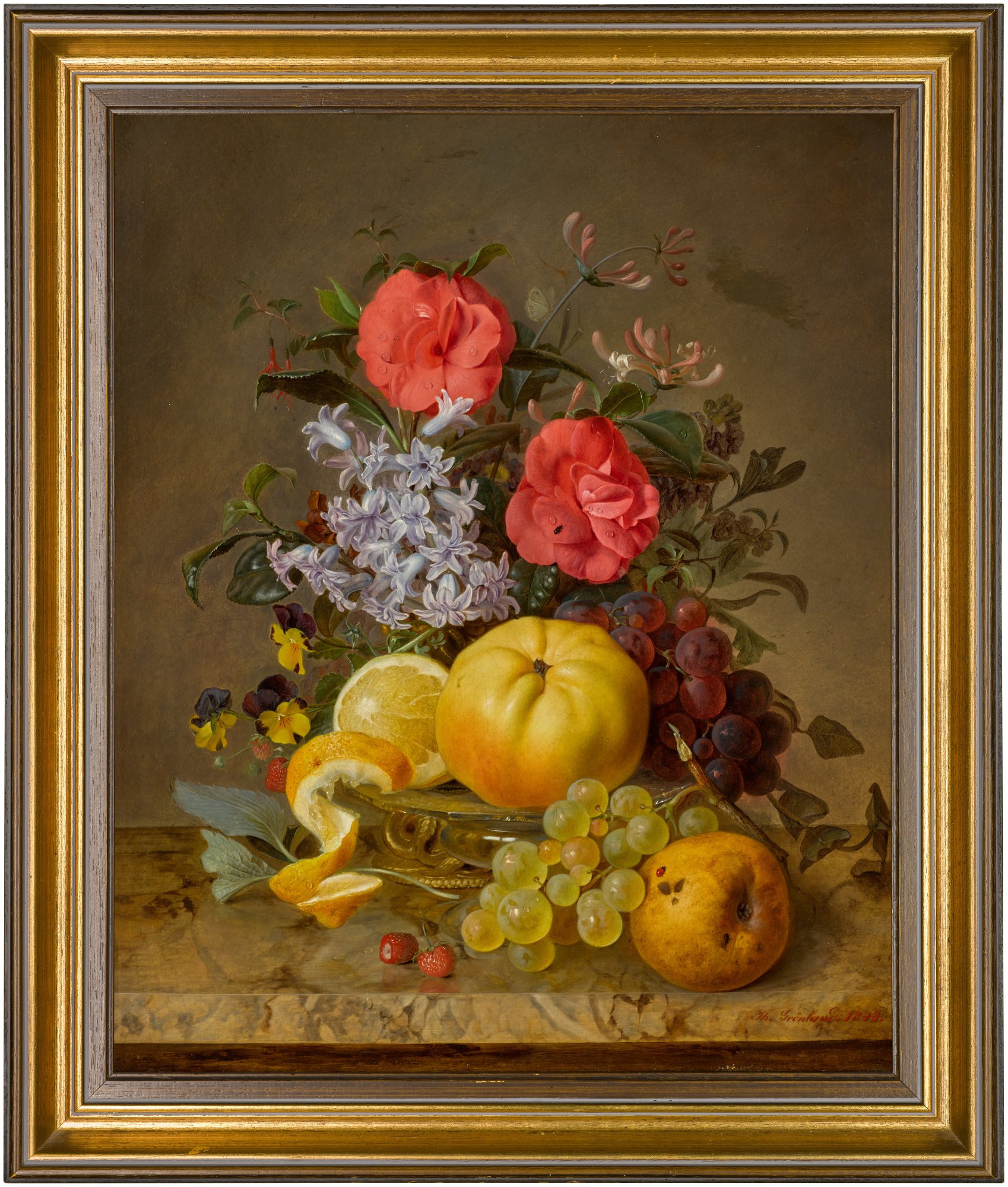 Still life with fruit and flowers on a marble ledge | Old Master & 19th ...