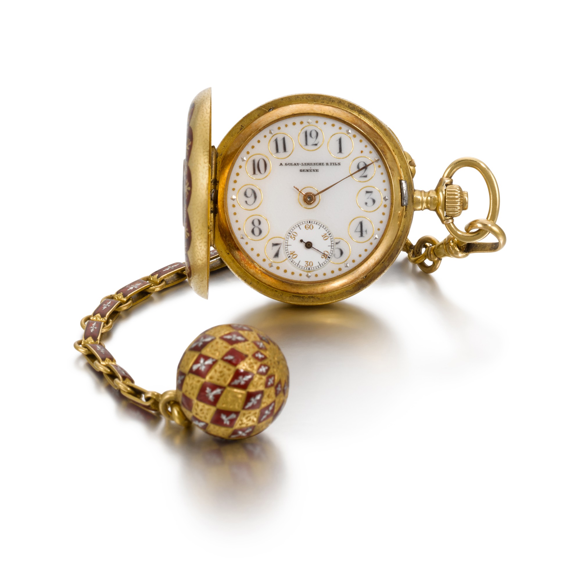 A. GOLAY LERESCHE À GENÈVE | A LADY'S GOLD AND ENAMEL HALF HUNTING ...