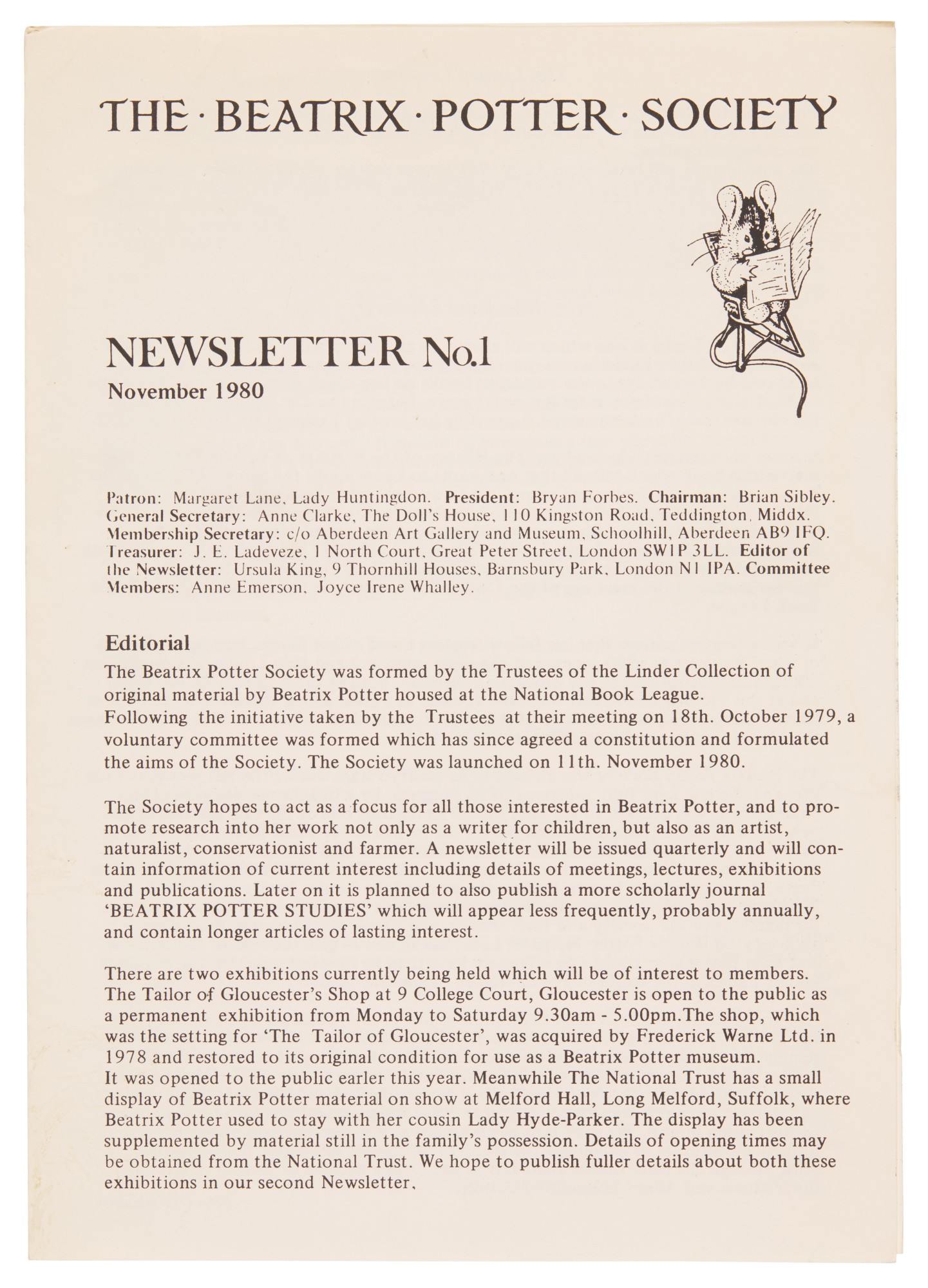 [Potter], Collection of Beatrix Potter Society newsletters, occasional ...