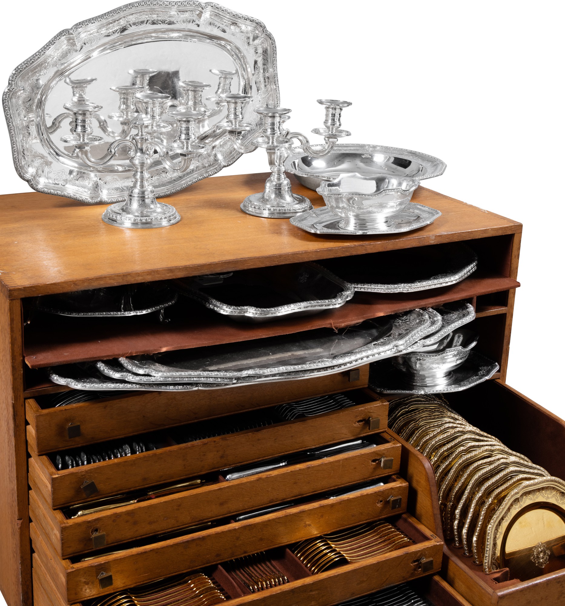 A French parcel-gilt silver 364-piece flatware partial set and 48 ...