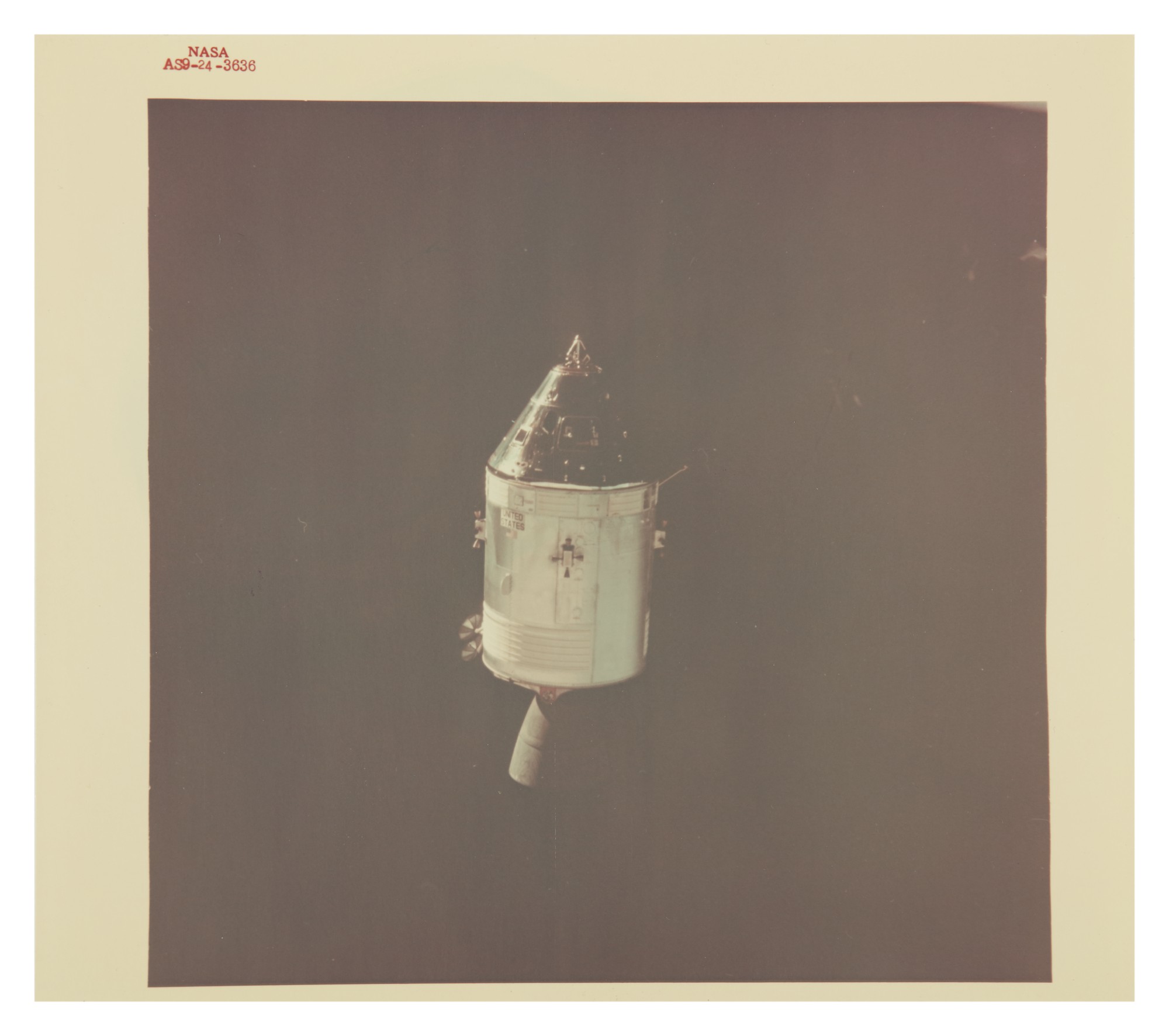 [APOLLO 9] COMMAND MODULE FLOATING IN SPACE. VINTAGE NASA "RED NUMBER ...