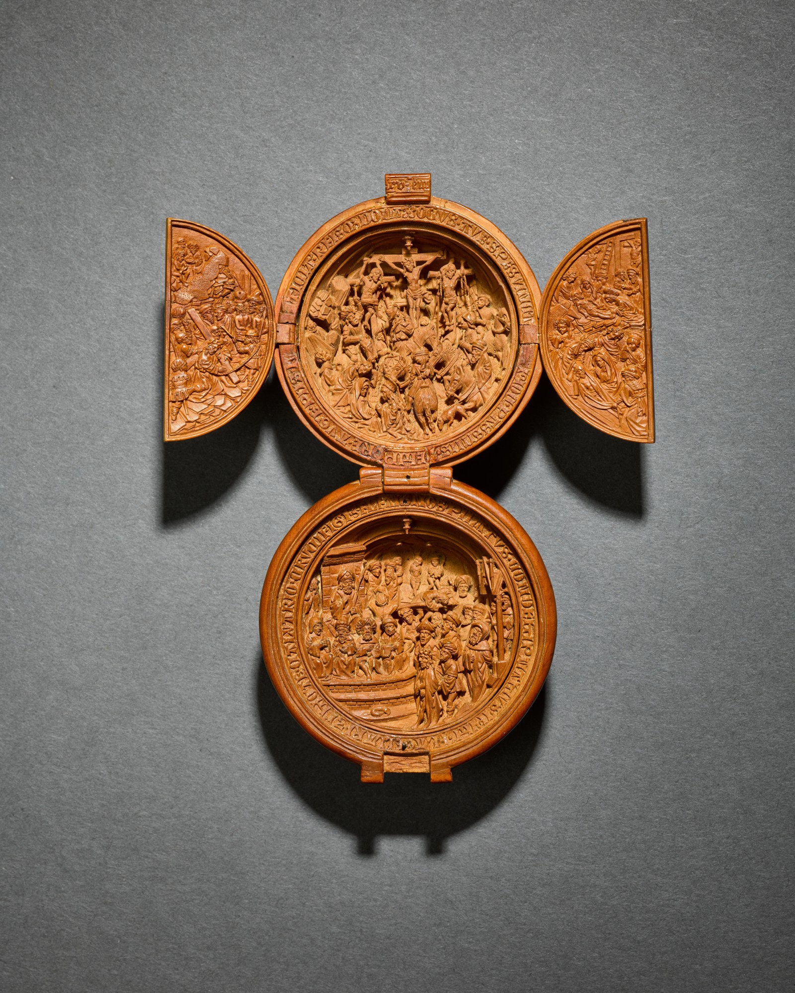 Polyptych Prayer Nut with the Crucifixion and Christ before Pilate ...