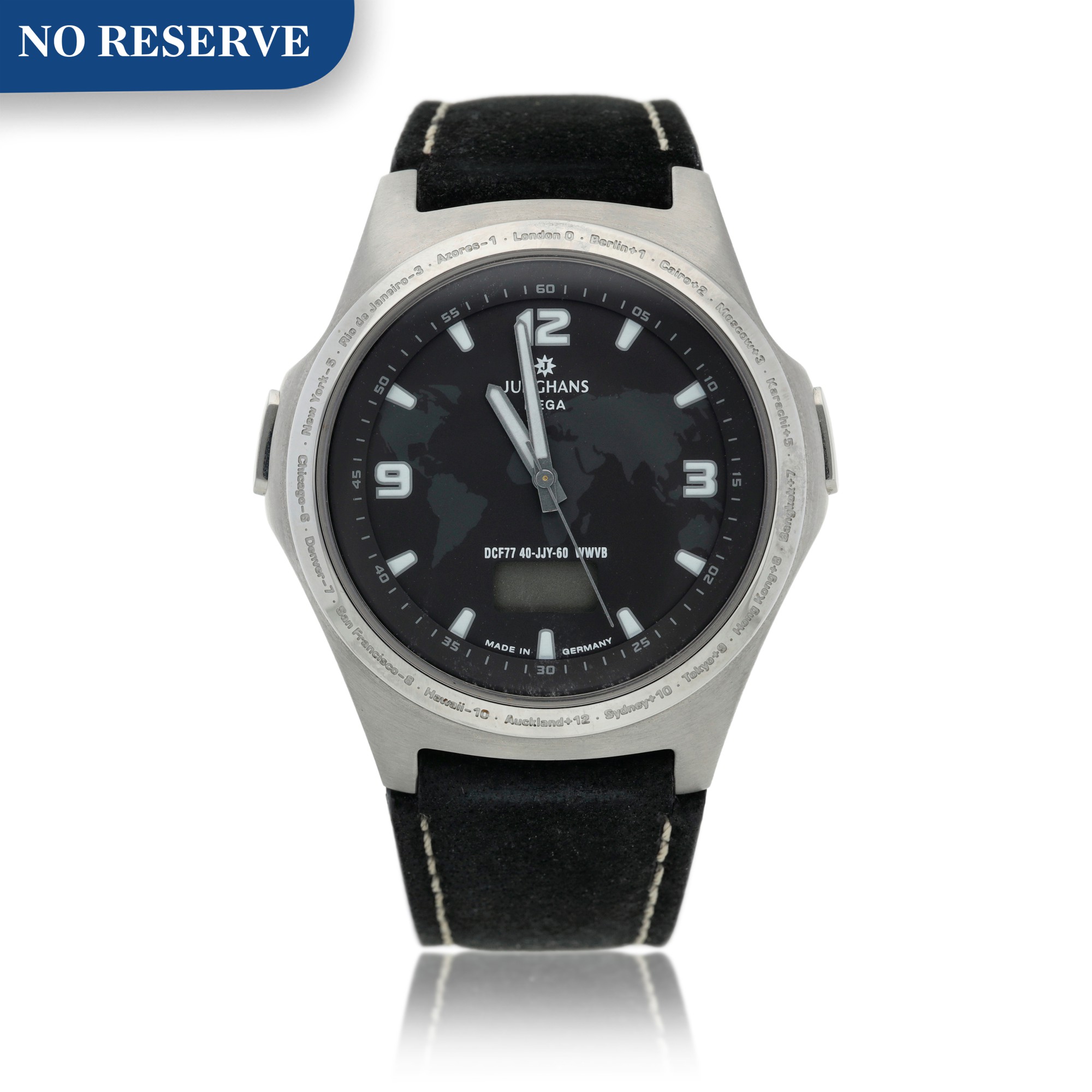 Reference DCF77 40-JJY-60 WWVB A stainless steel analog/digital radio ...