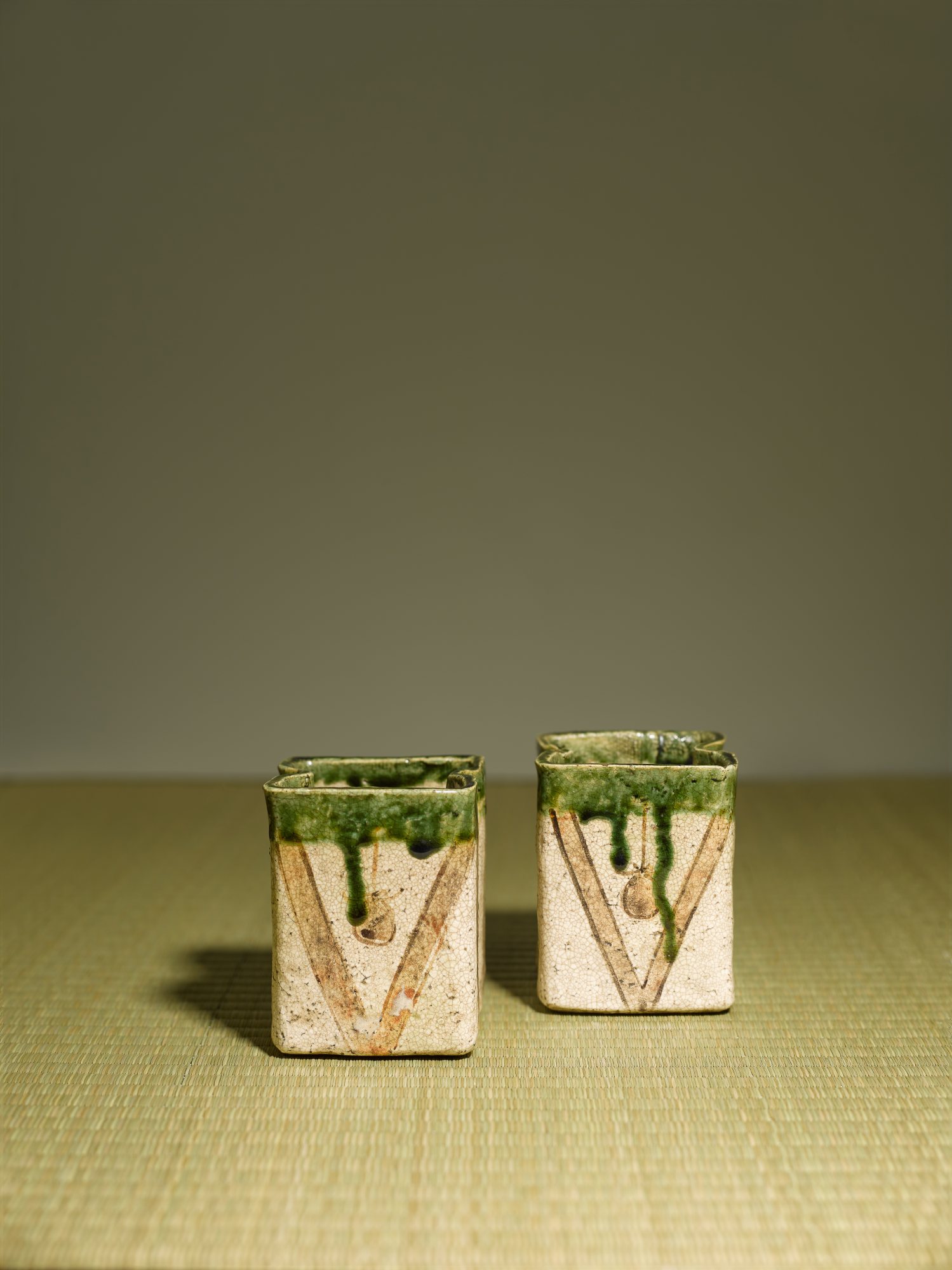 Two Oribe mukozuke [small serving dishes] | Edo period, 17th century ...