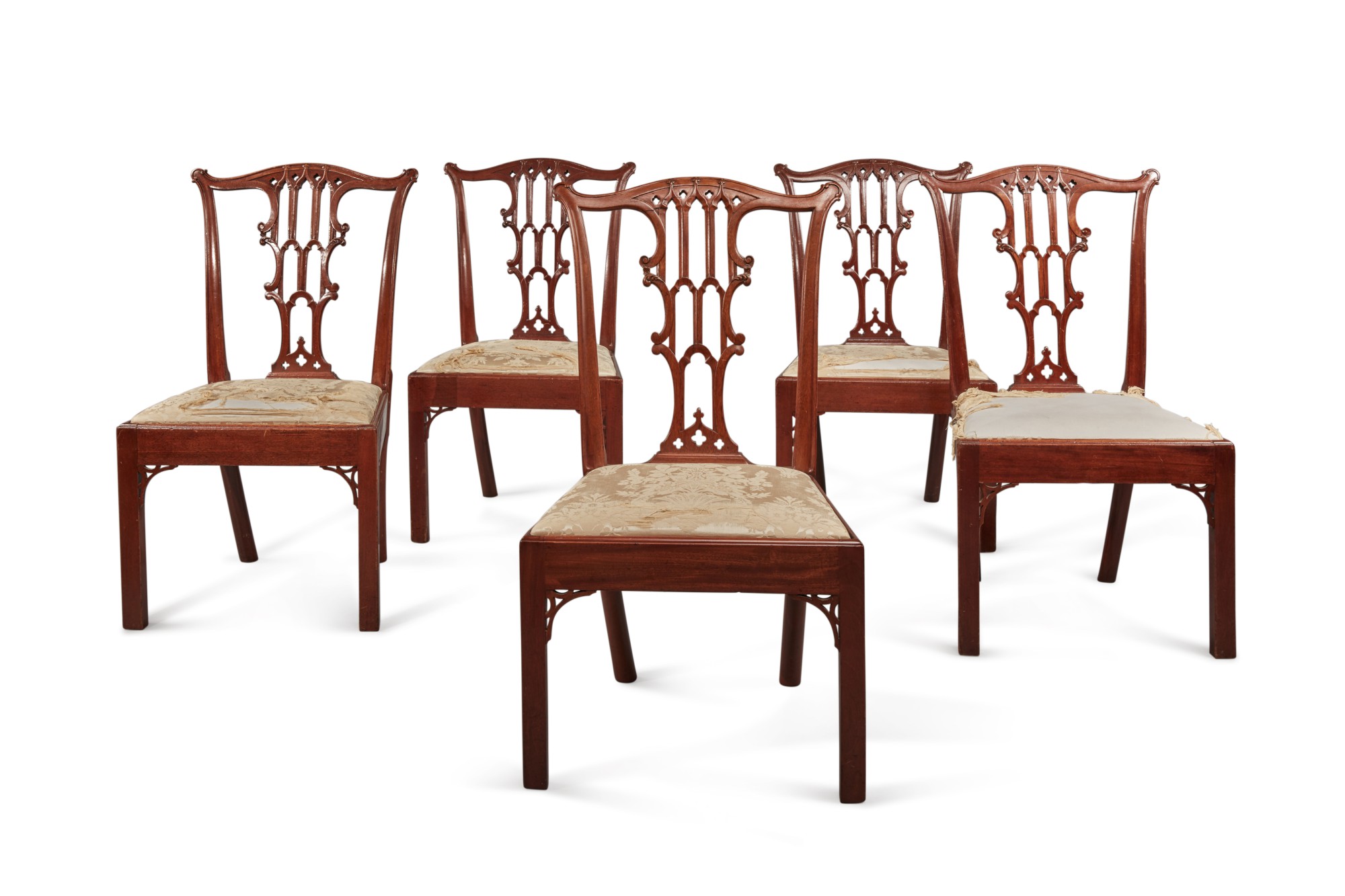 The Letitia Thompson Rare Set of Four Chippendale Carved Mahogany Side ...