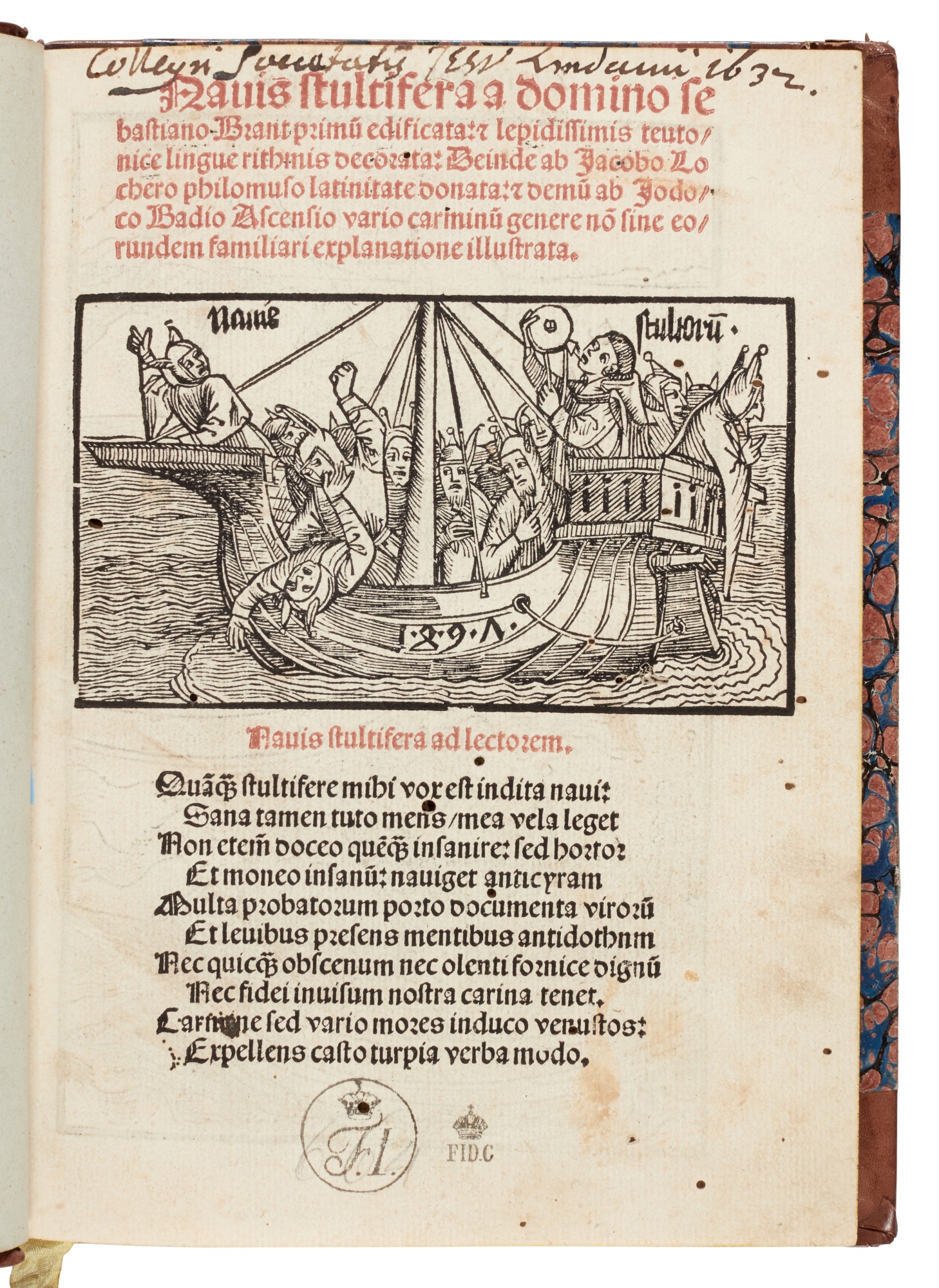 Brant, Stultifera navis, Basel, 1506, later half calf | Music and ...
