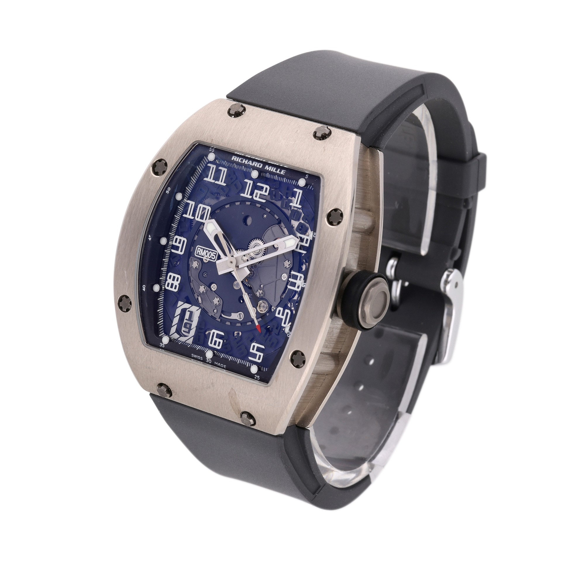 Reference RM005 AE WG | A white gold skeletonized wristwatch with date ...