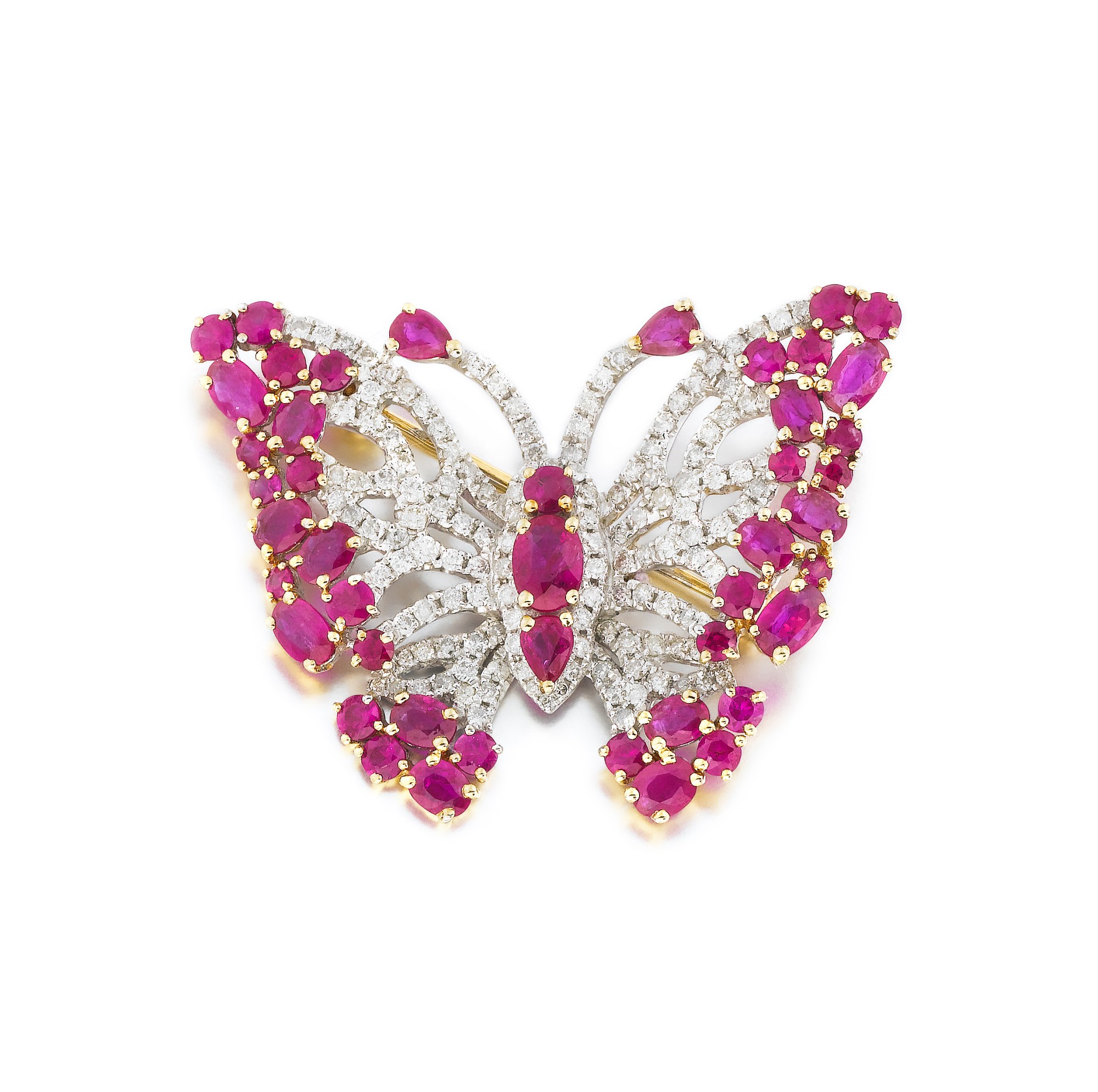Deux broches rubis et diamants | Two ruby and diamond brooches | Fine ...